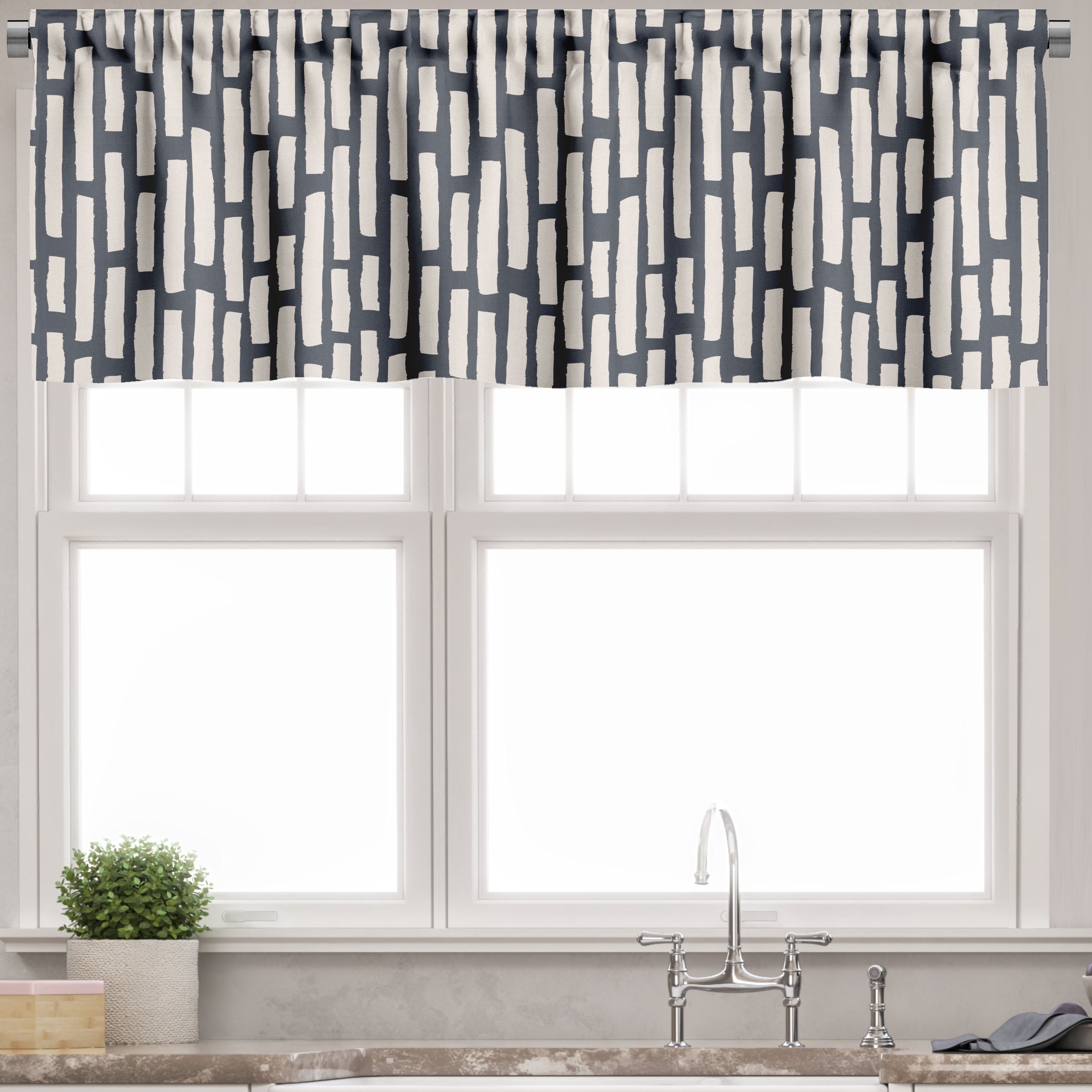 Ambesonne Abstract Valance Pack of 2, Brushstroke Bold Bar, 54"X12 ...