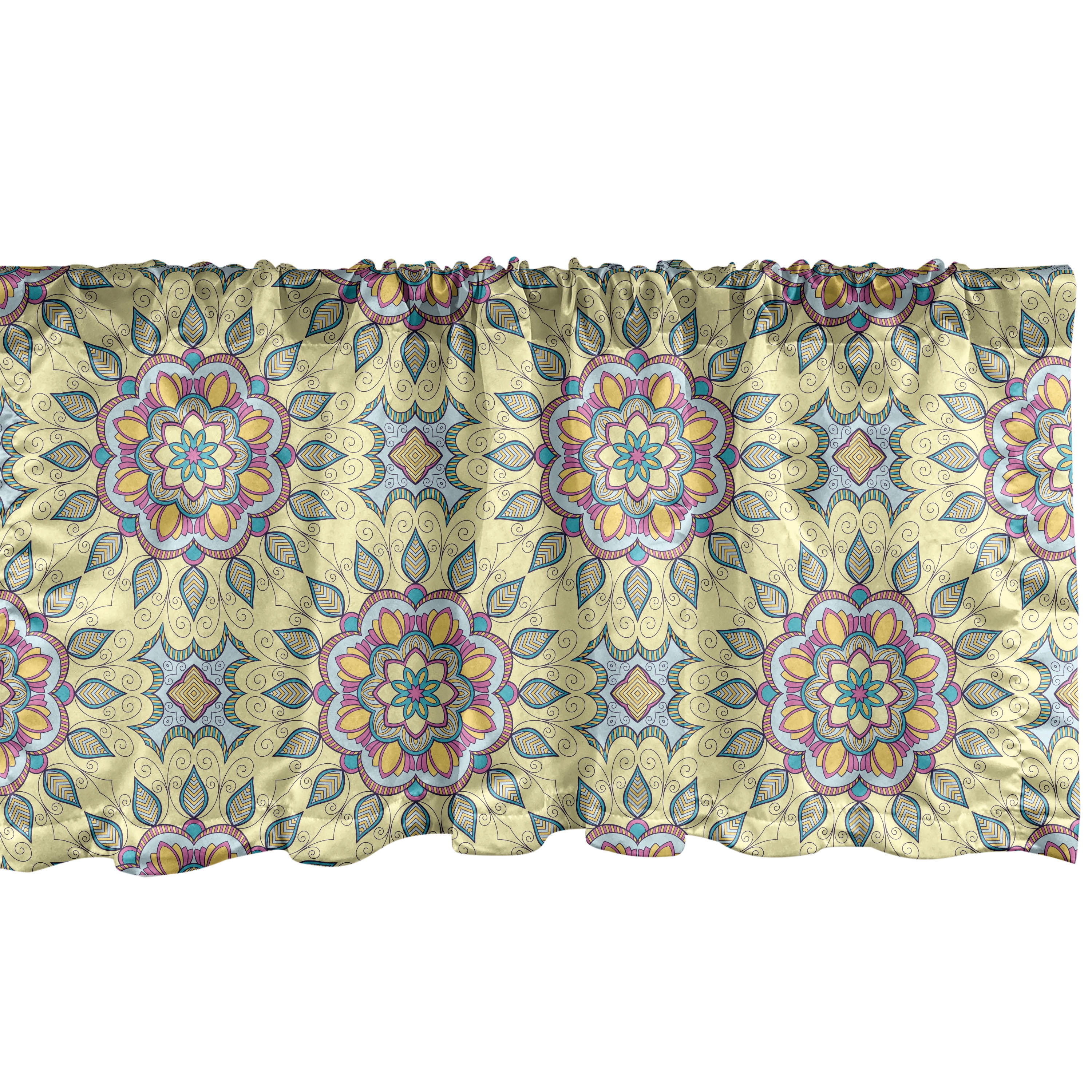 Ambesonne Abstract Valance Pack of 2, Mandala Pattern Oriental, 42"X18 ...