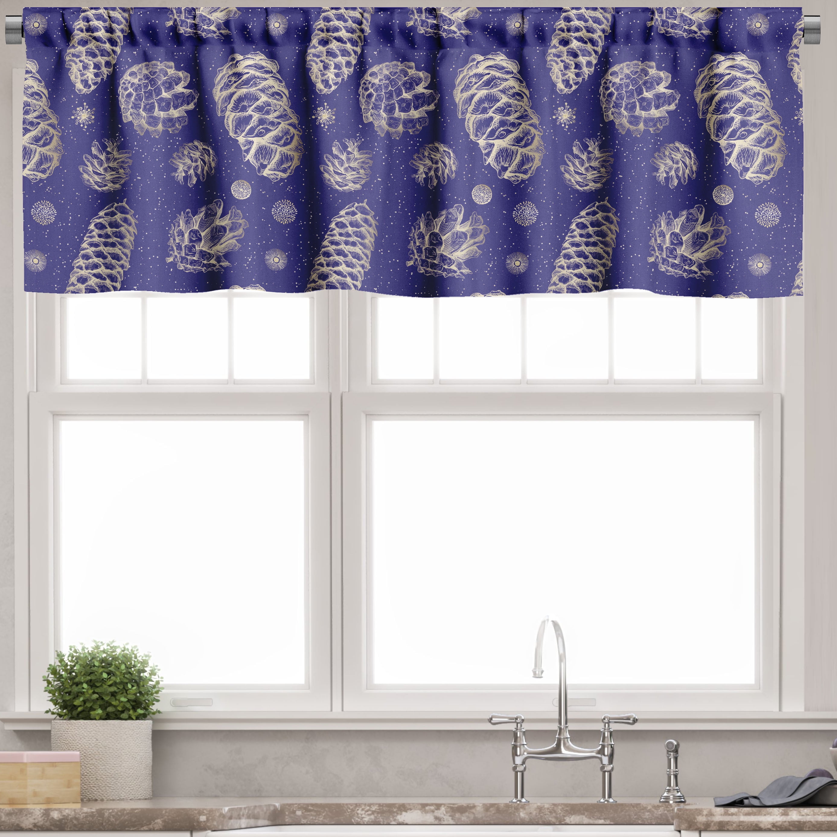 Ambesonne Abstract Valance Pack of 2, Pine Cones Fir Branches, 54"X12 ...