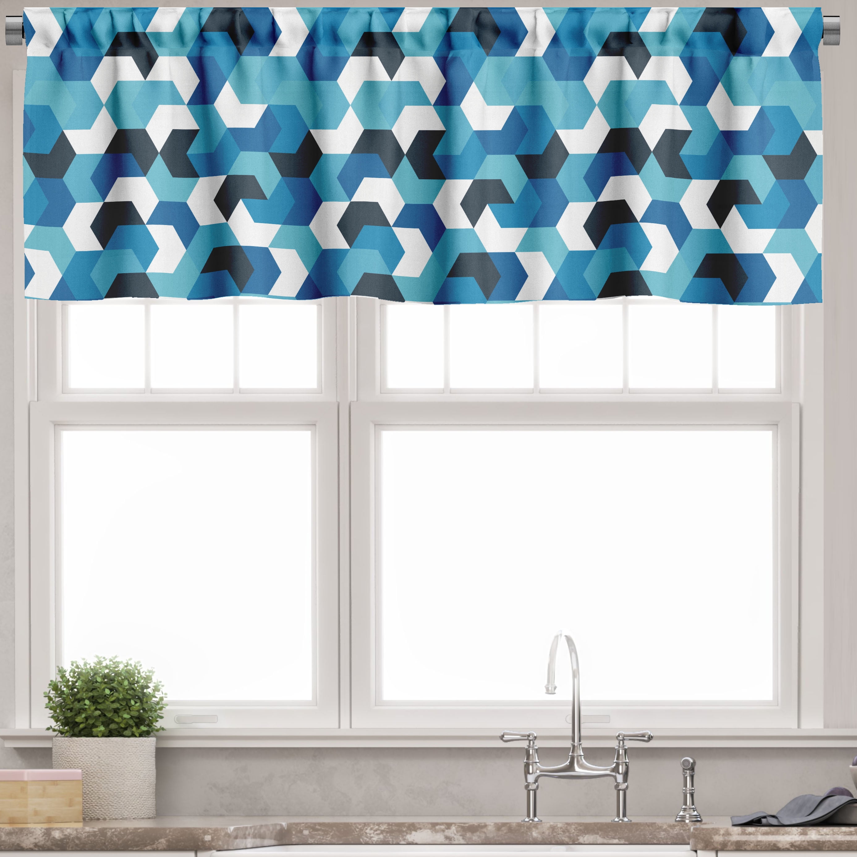 Ambesonne Abstract Valance Pack of 2, Vintage Mid Century Modern, 54 ...