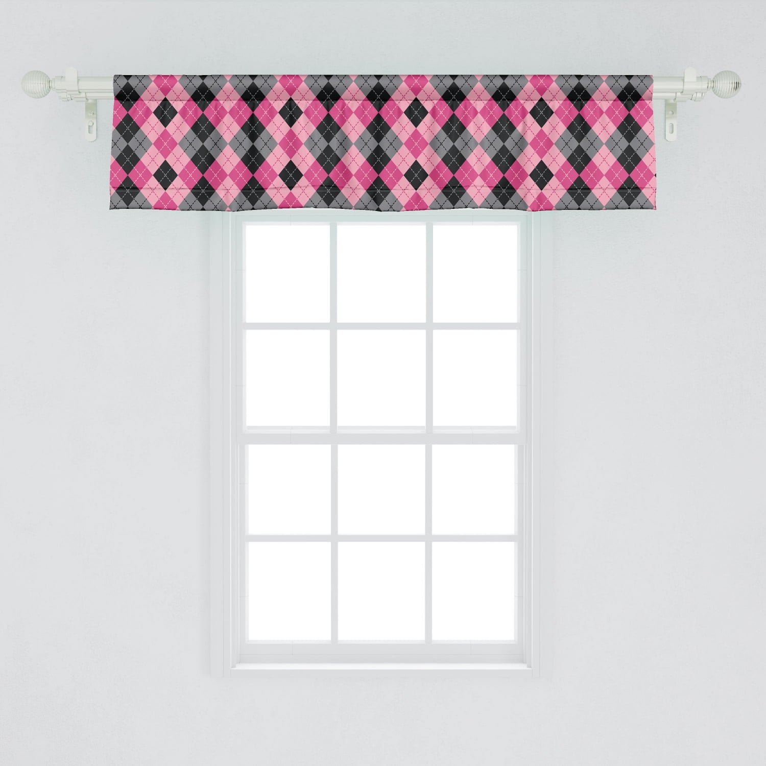 Ambesonne Abstract Window Valance, Argyle Motif with Diamonds and ...