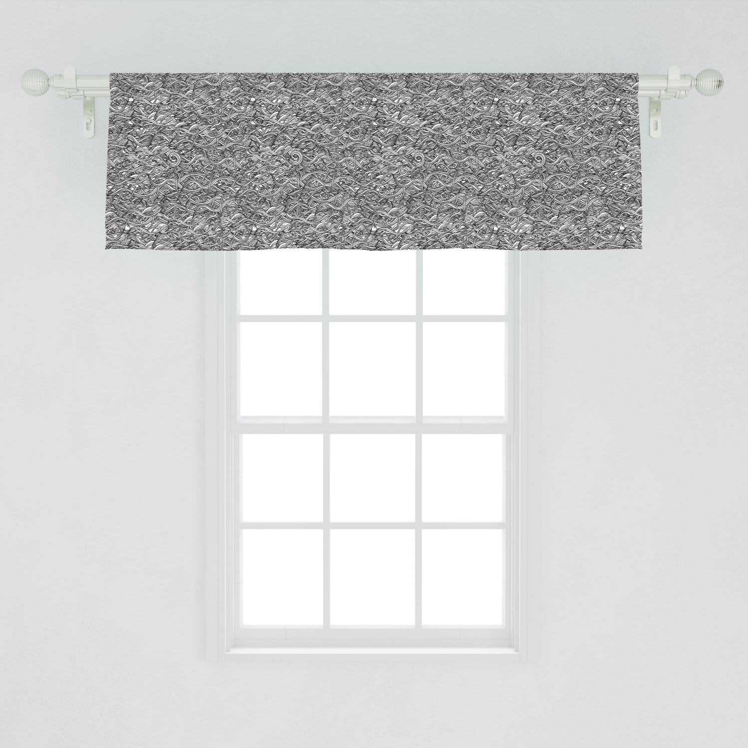 Ambesonne Abstract Window Valance, Chaotic Waves with Swirls, 54" X 18 ...