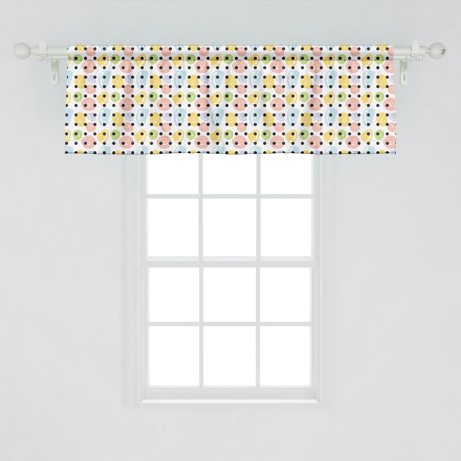 Ambesonne Abstract Window Valance Colorful Scribble Rounds And Dark