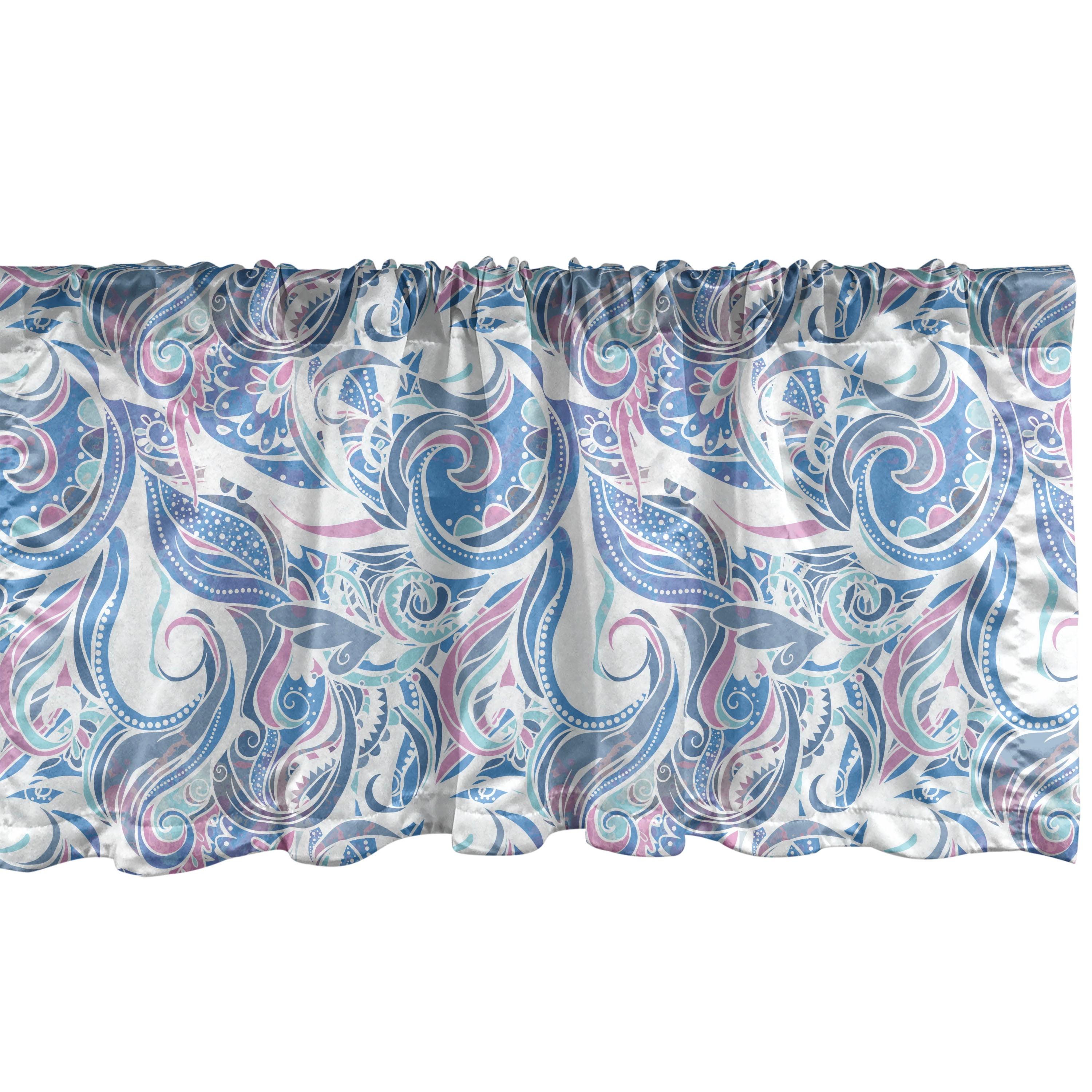 Ambesonne Abstract Window Valance, Continuous Flourish Pastel Botany ...