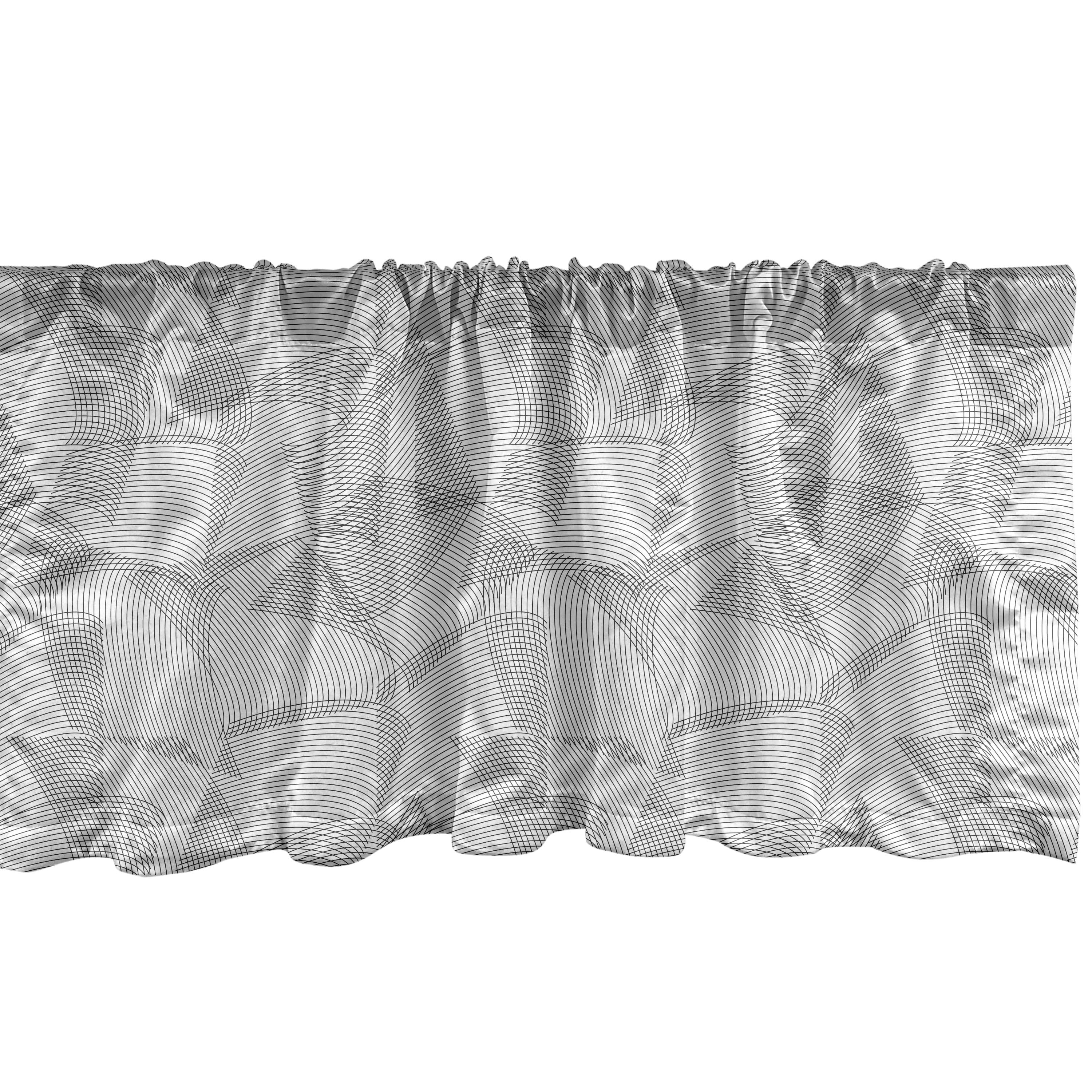 Ambesonne Abstract Window Valance, Curvy Lines Art, 54" X 12", Black ...