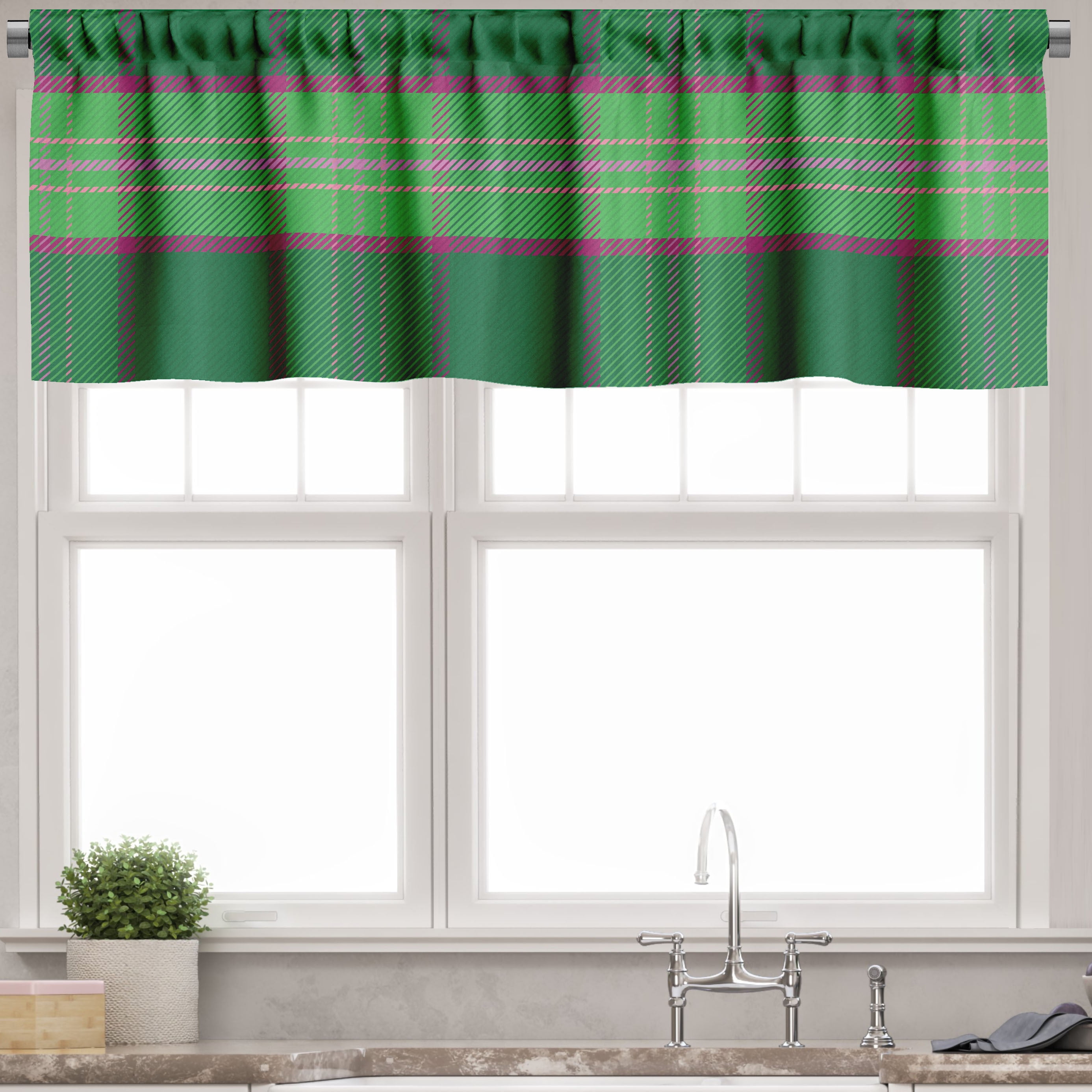 Ambesonne Abstract Window Valance, Diagonal Tartan Inspired, 54" X 12 ...