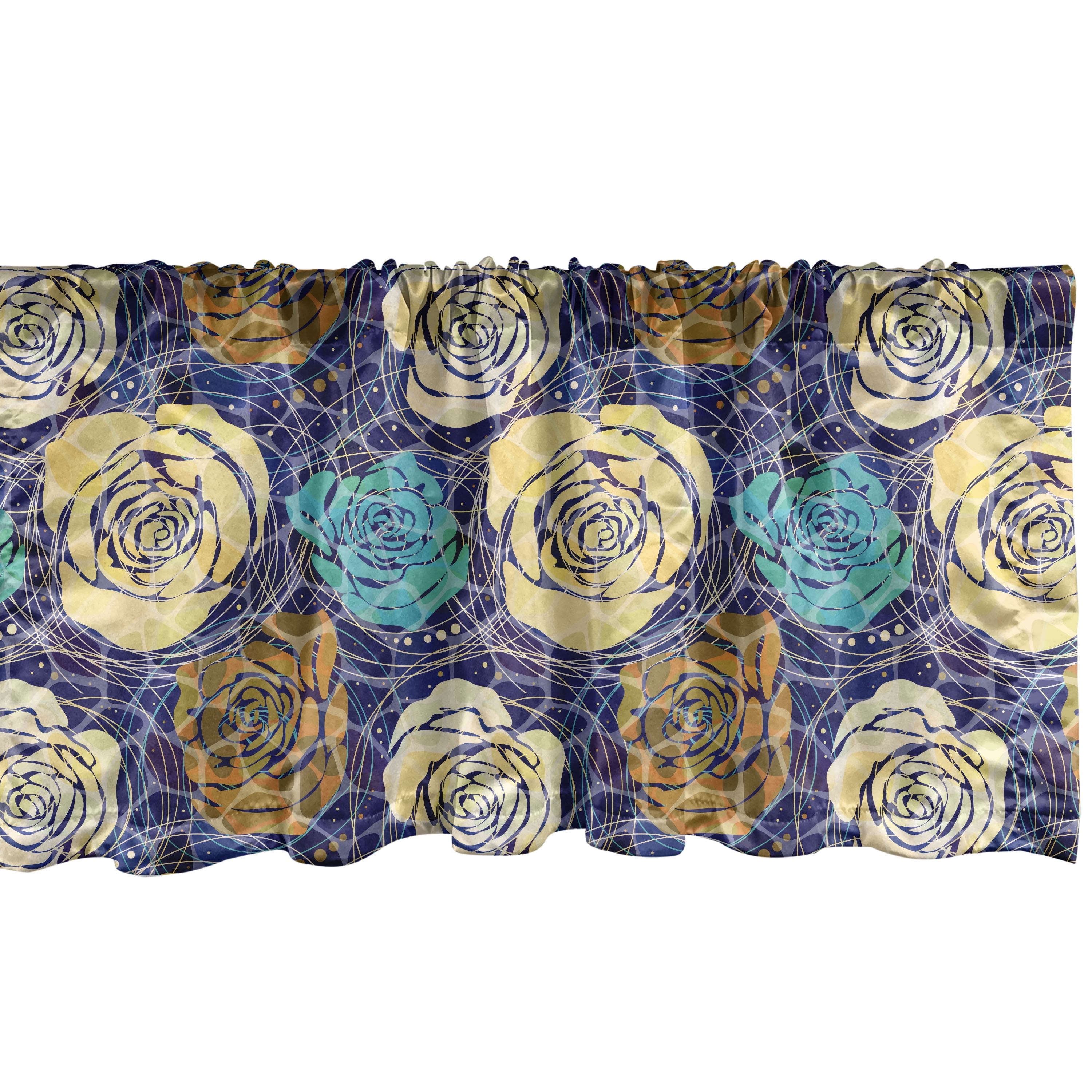 Ambesonne Abstract Window Valance, Abstract Floral Pattern with Circle ...