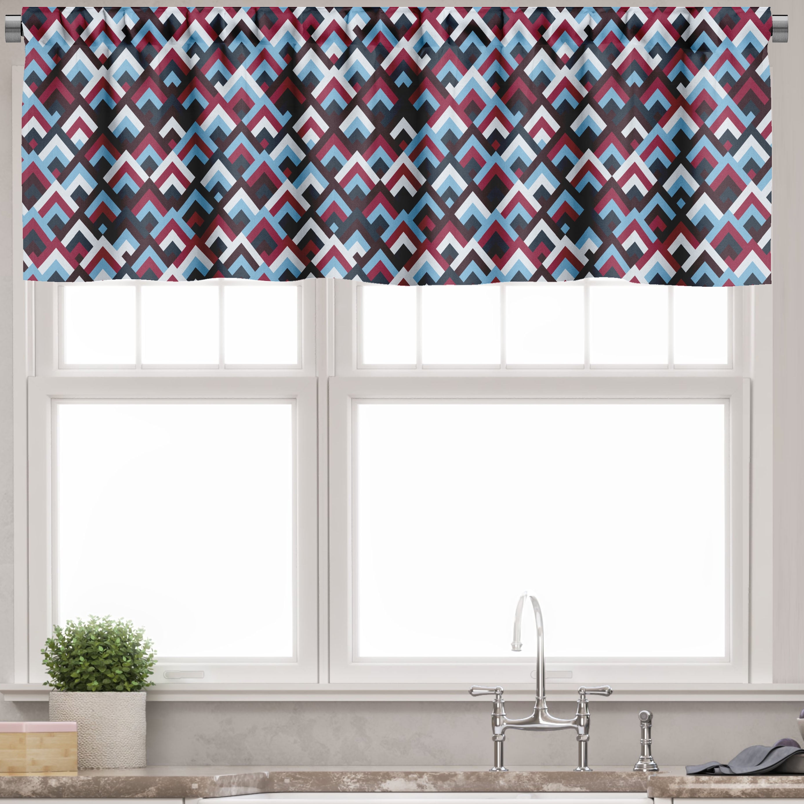 Ambesonne Abstract Window Valance, Geometric Triangle Shape, 54" X 18 ...