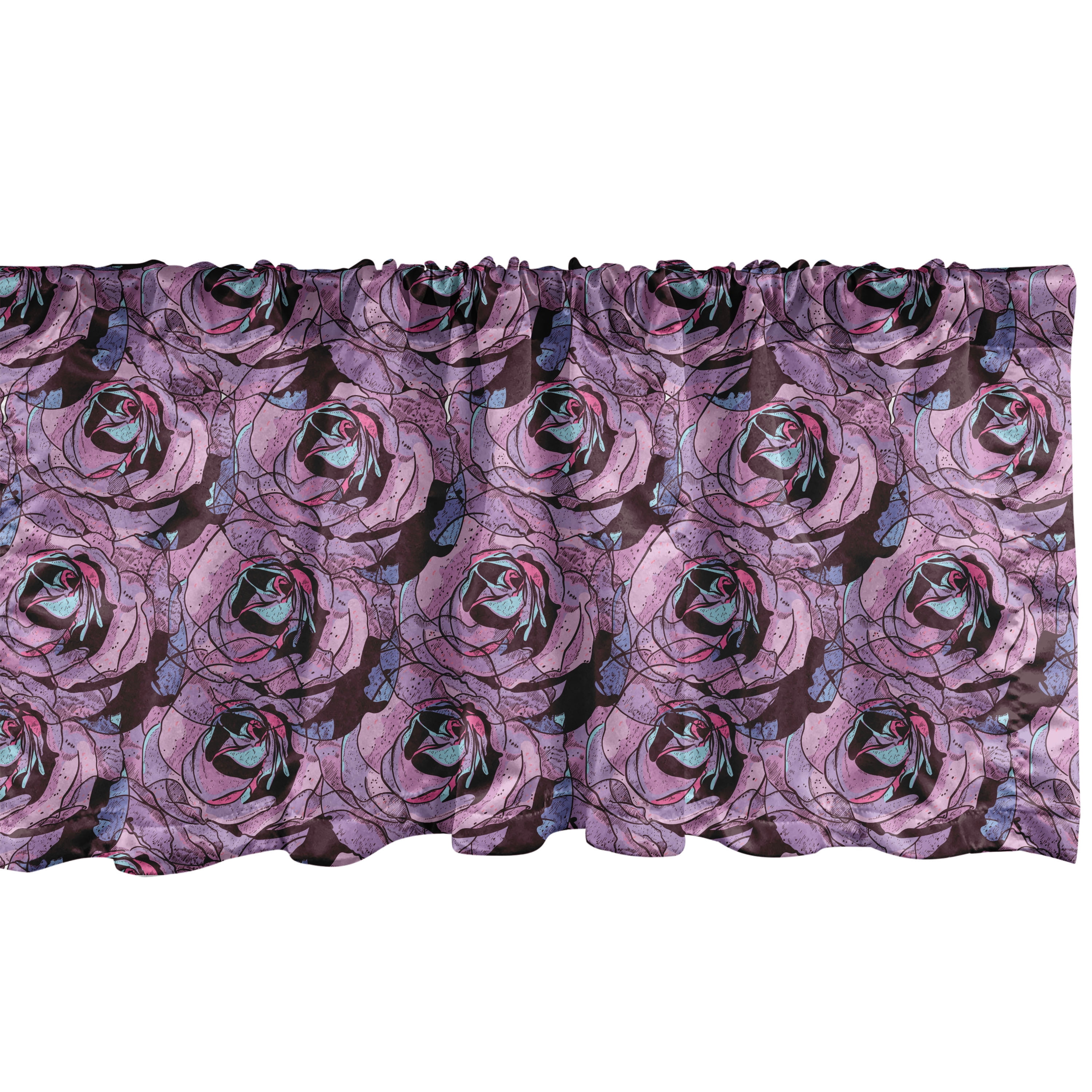 Ambesonne Abstract Window Valance, Grunge Rose Flowers Art, 42" x 12 ...