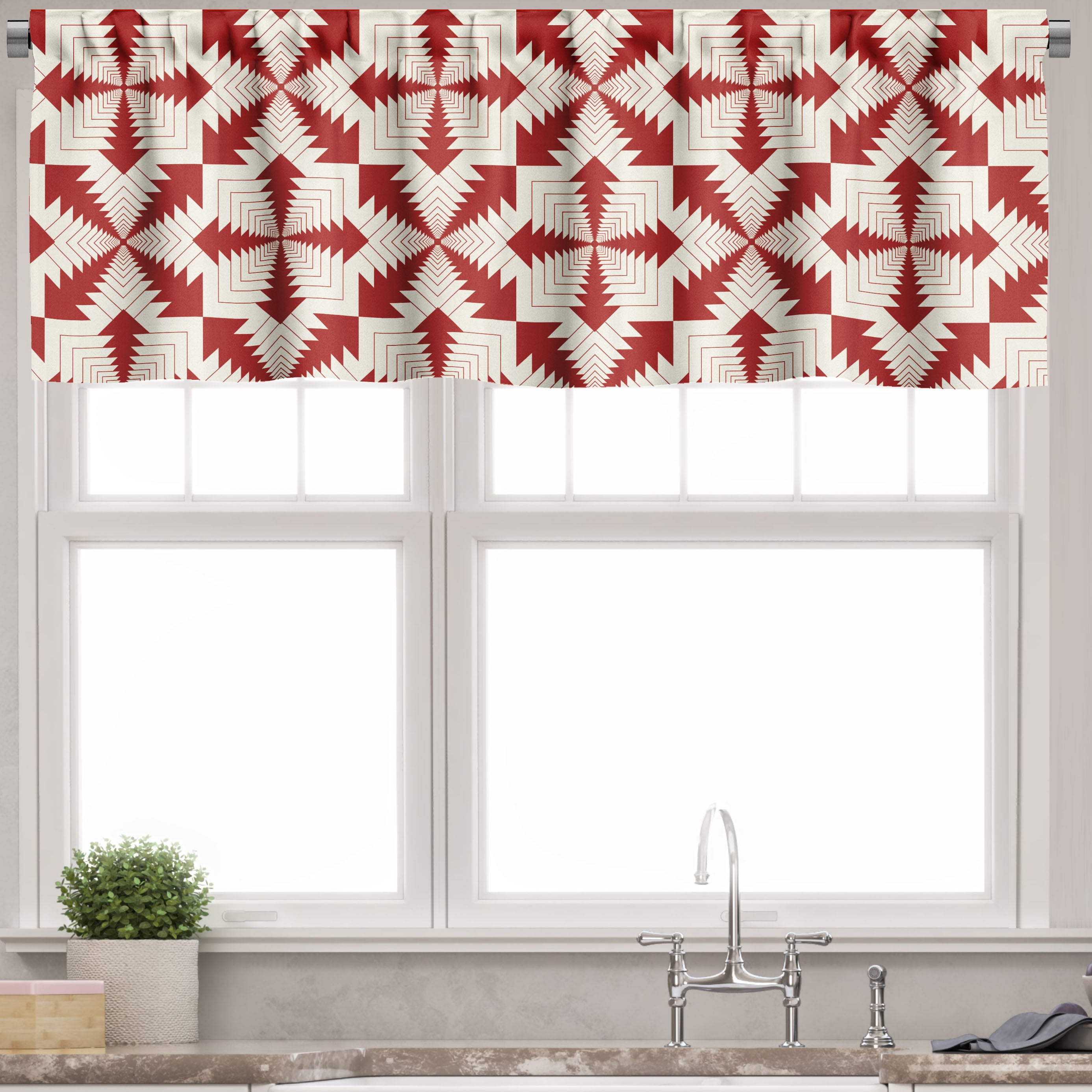Ambesonne Abstract Window Valance, Modern Intertwined Frames, 54" X 18 ...