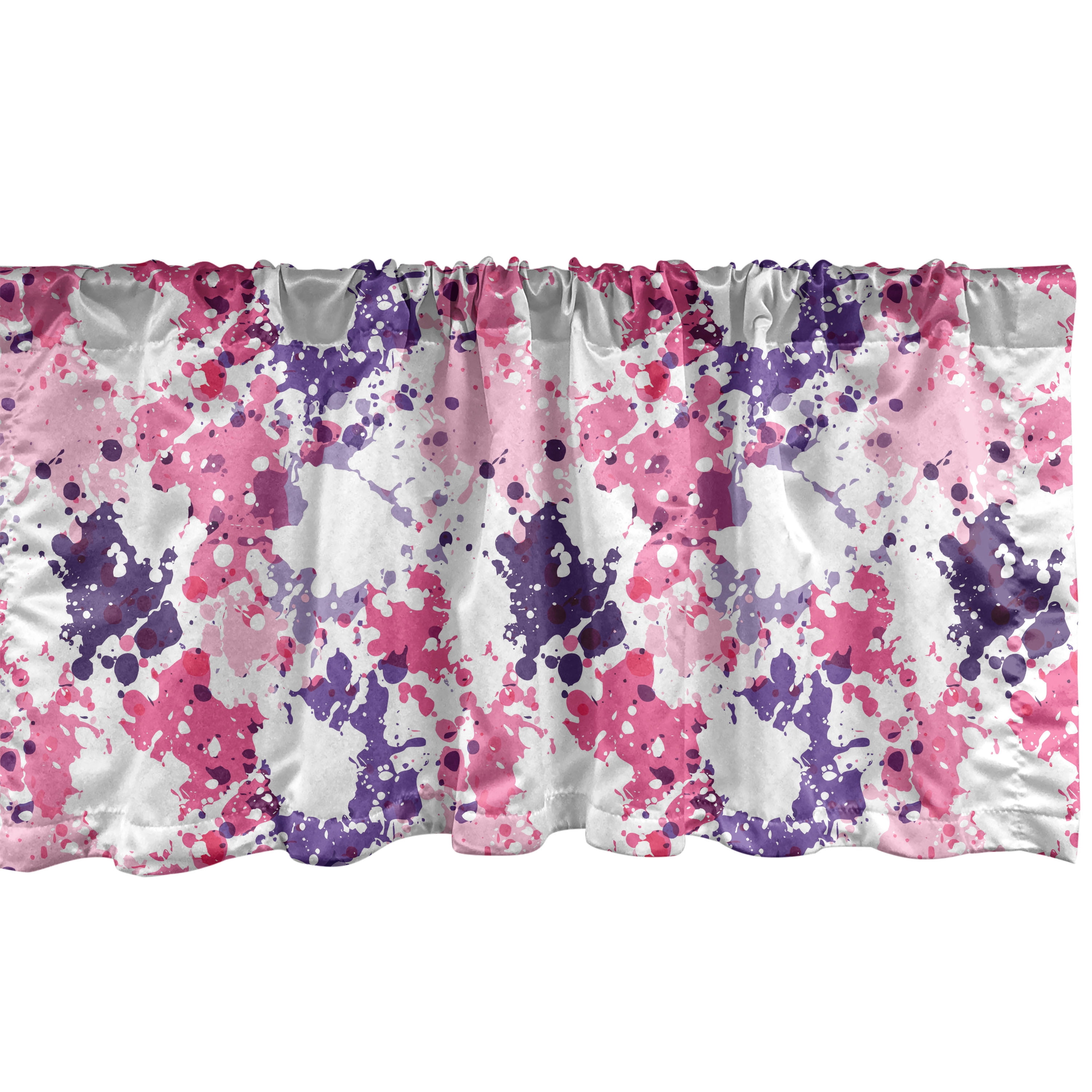 Ambesonne Abstract Window Valance, Paint Stains, 54" X 12", Pink Purple ...