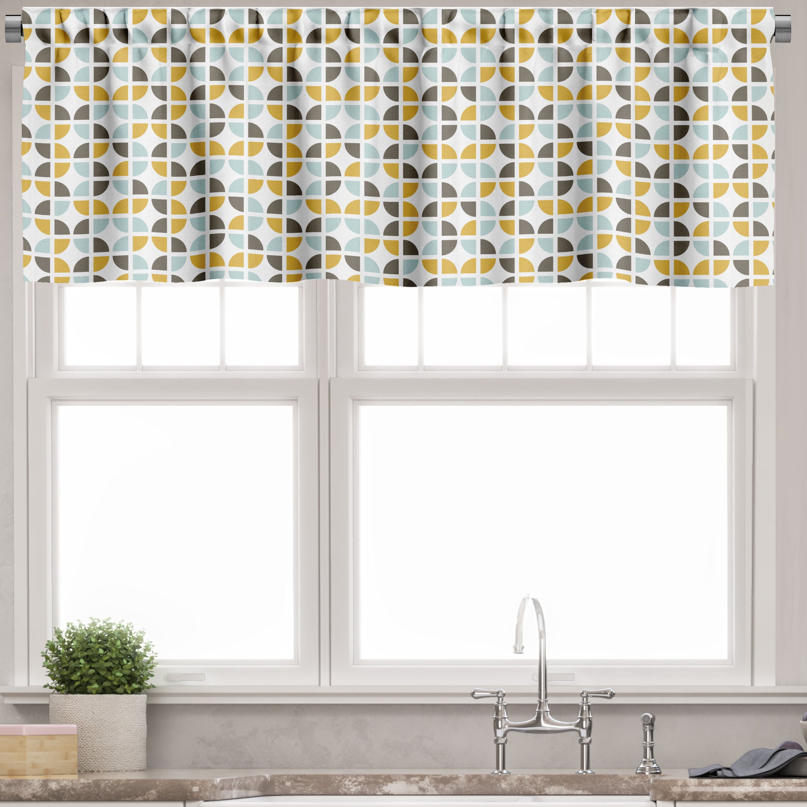 Ambesonne Abstract Window Valance, Retro Mid-Century Design, 54" X 18 ...