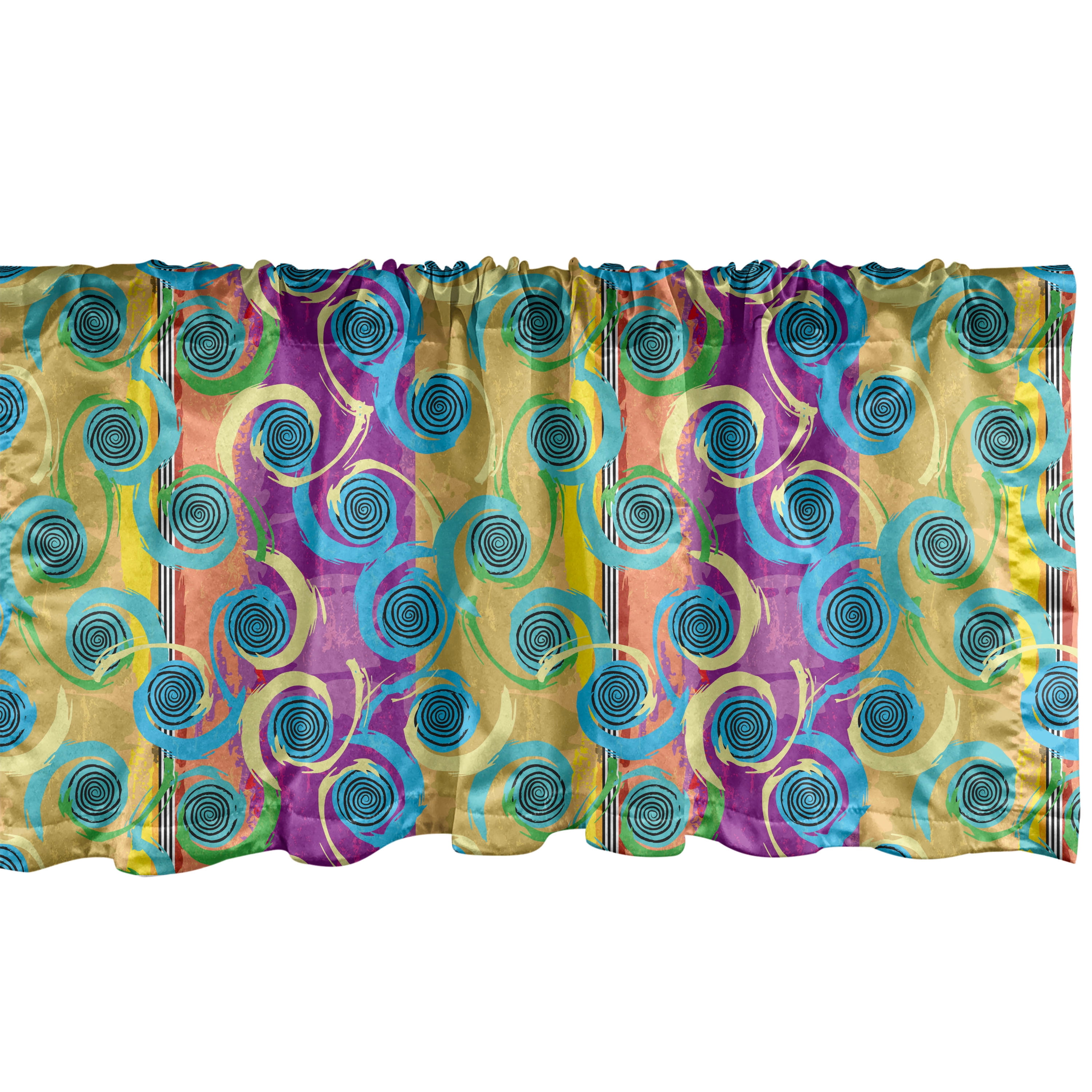 Ambesonne Abstract Window Valance, Swirling Circles Grunge, 42" x 18 ...