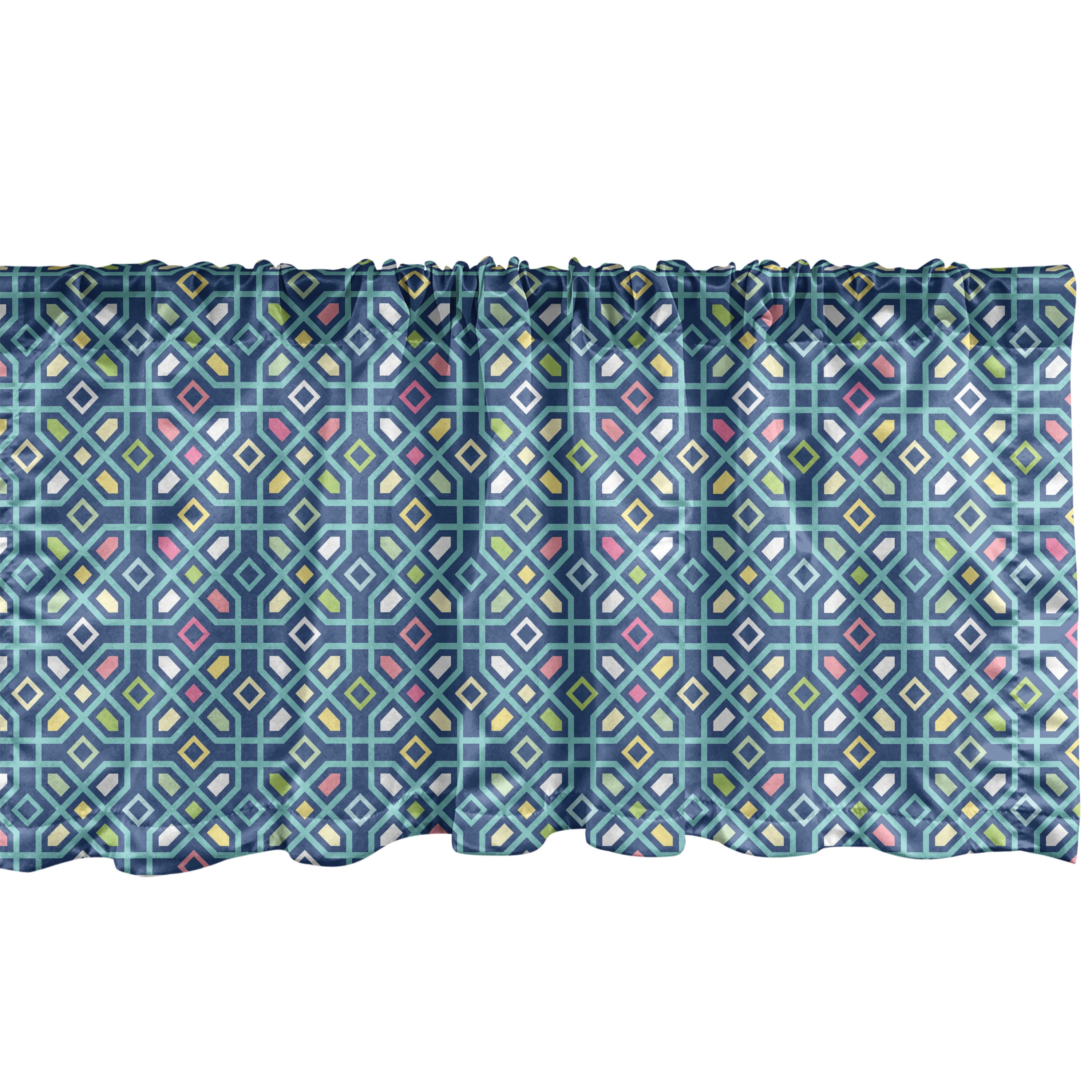 Ambesonne Abstract Window Valance, Vibrant Mosaic Tiles Geometric Forms ...