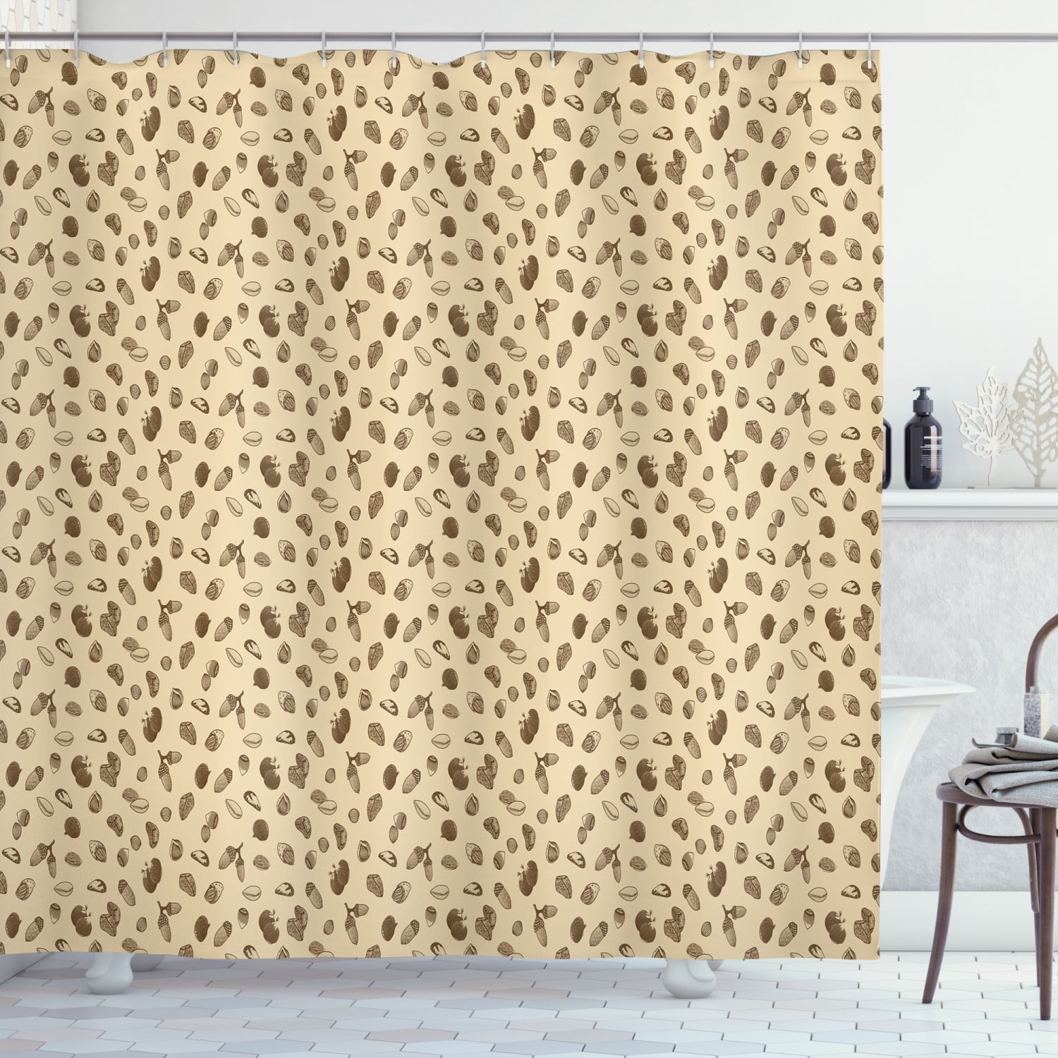 Ambesonne Acorn Shower Curtain, Natural Organic, 69"Wx84"L, Brown and ...