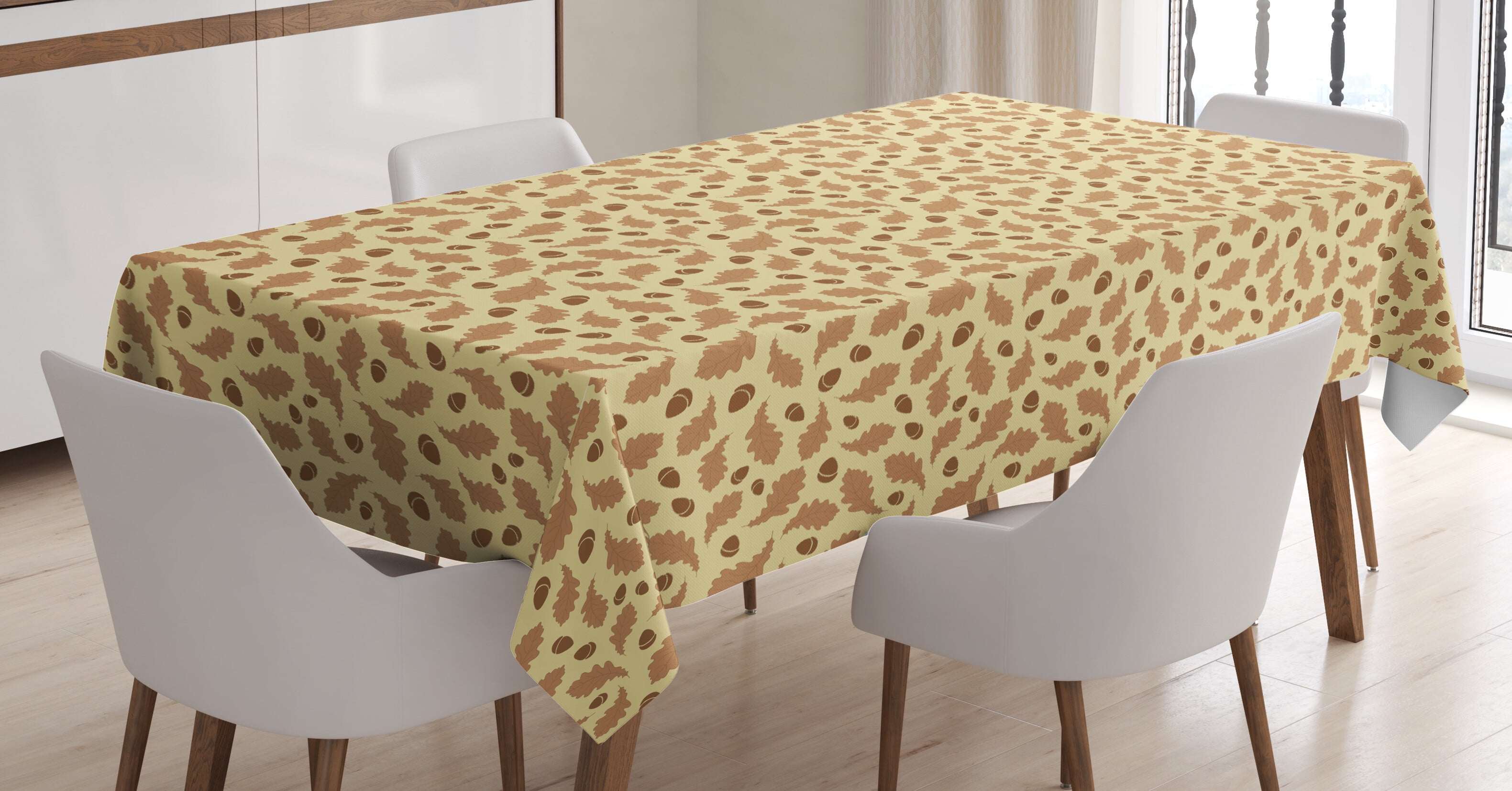 Ambesonne Acorn Tablecloth Rectangular Table Cover, Oak Leaves Fall ...