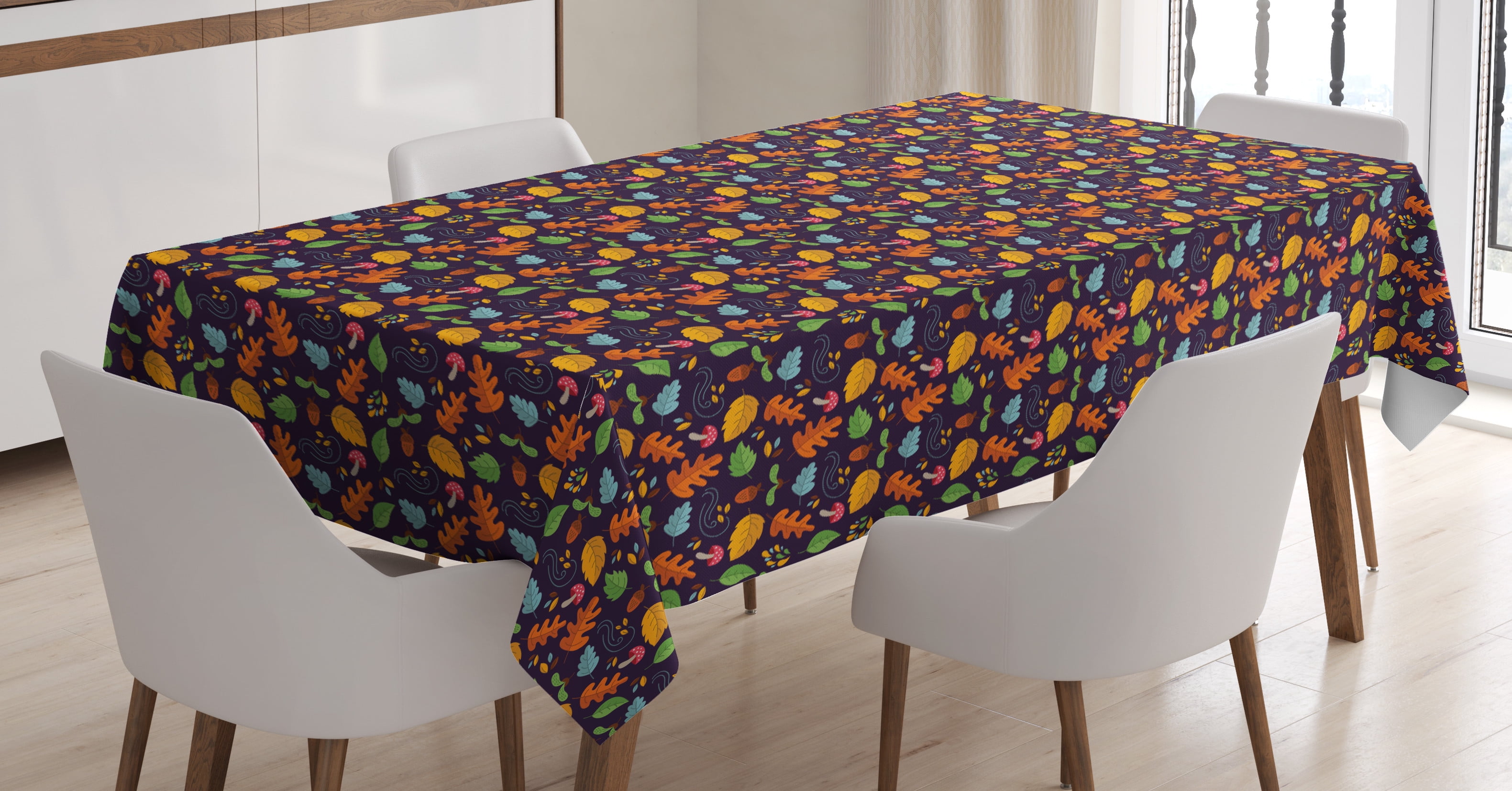Ambesonne Acorn Tablecloth Rectangular Table Cover, Vintage Forest ...