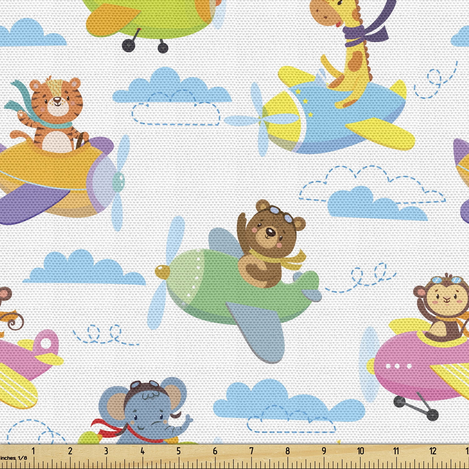 Ambesonne Adventure Fabric by the Yard Upholstery, Pilot Animals, 2 ...