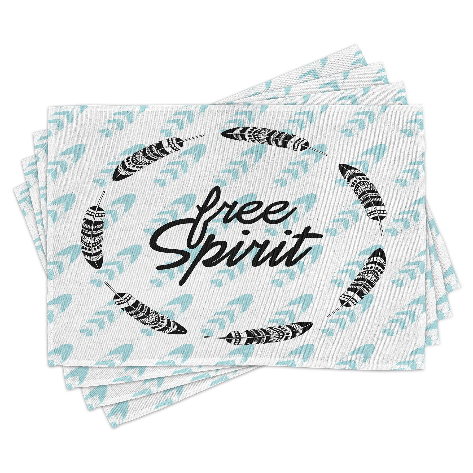 Ambesonne Adventure Place Mats Set of 4, Little Feather Circle ...