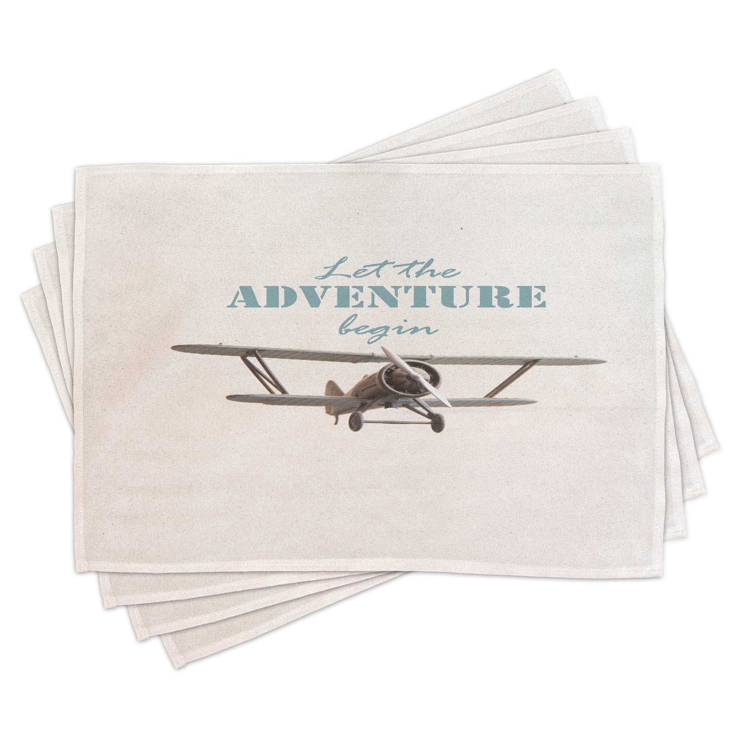 Ambesonne Adventure Place Mats Set of 4, Tropical Summer Plane ...