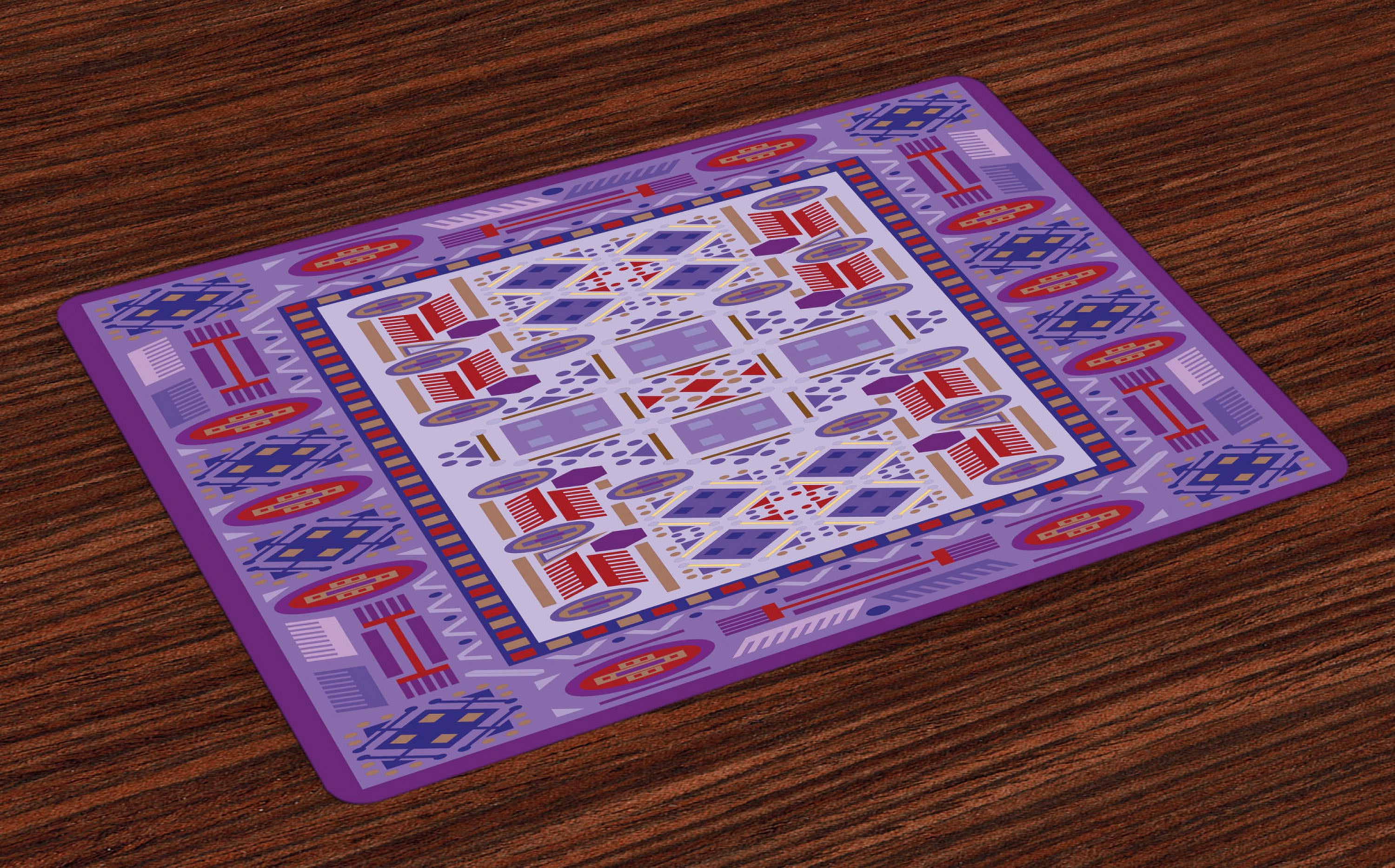 Ambesonne Afghan Place Mats Set of 4, Timeless Eastern Motif, Standard ...