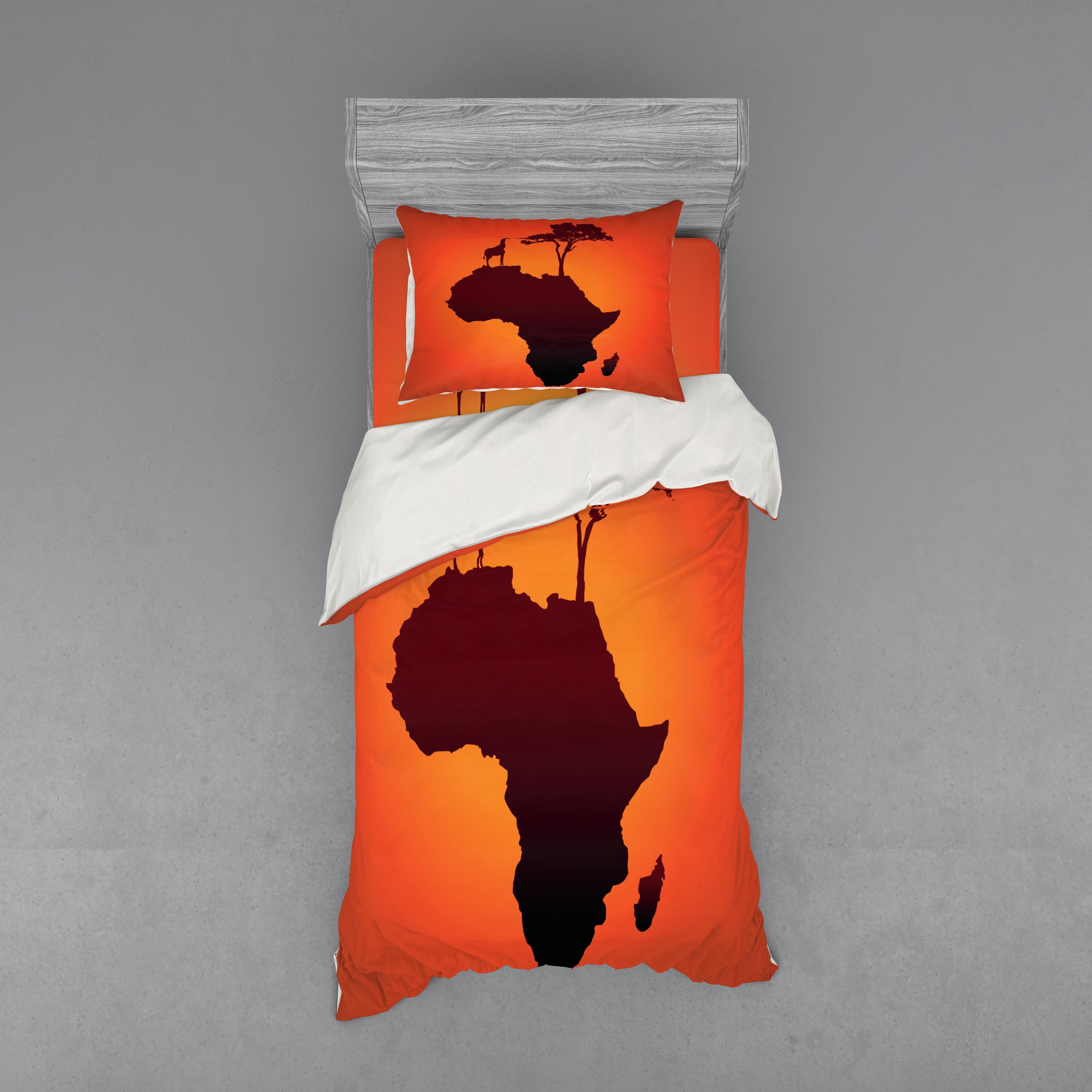 Ambesonne African Bedding Set 3 Pcs, Savannah Map with Continent, Twin ...