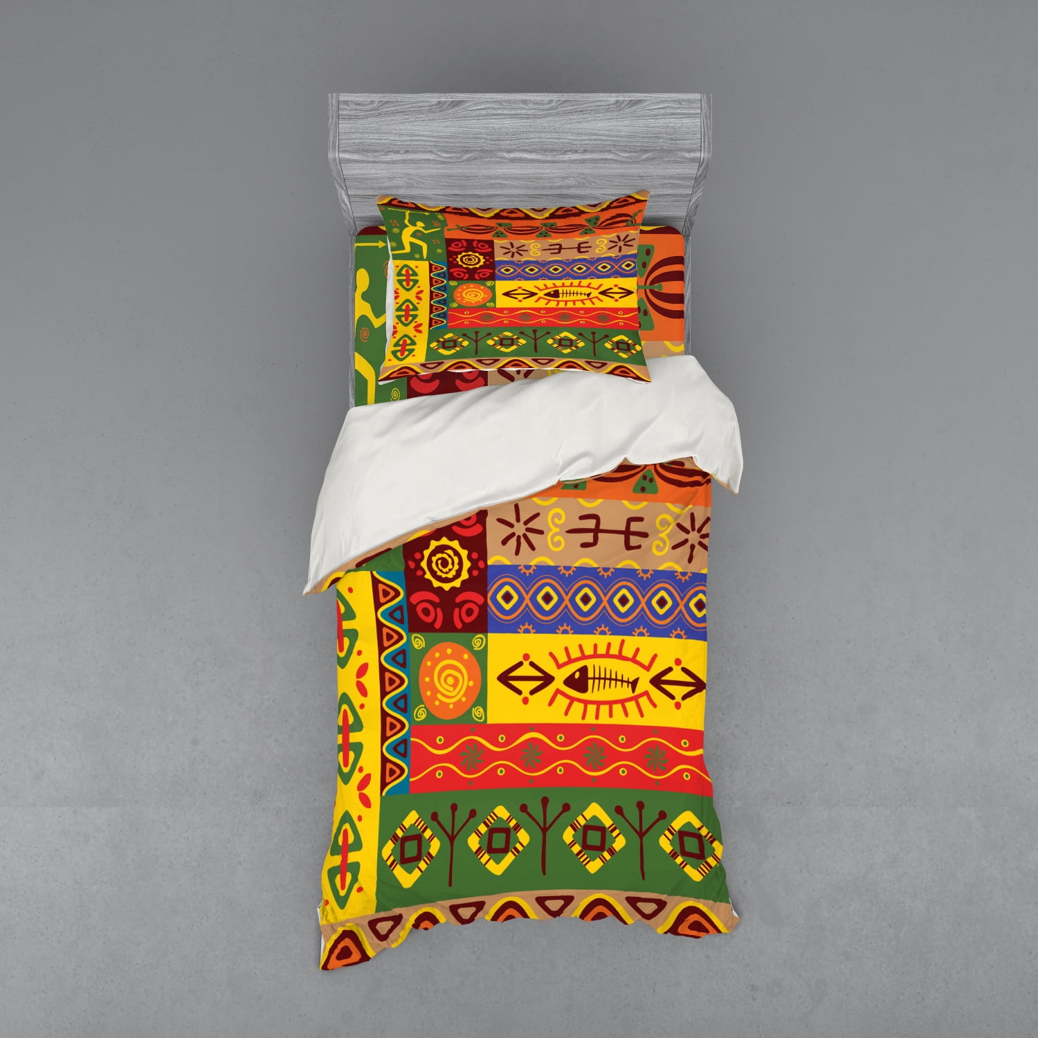 Ambesonne African Bedding Set 3 Pcs, West Folk, Twin XL, Multicolor ...