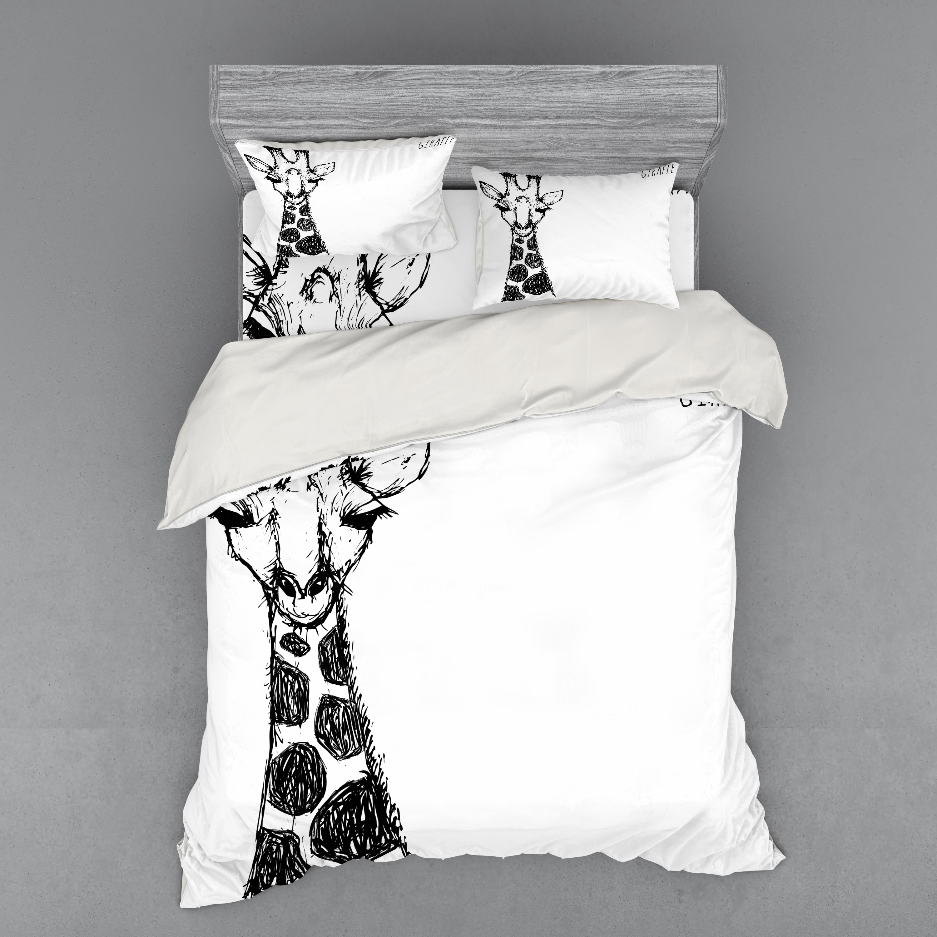 Ambesonne African Bedding Set 4 Pcs, Sketchy Savannah Giraffe, Queen ...