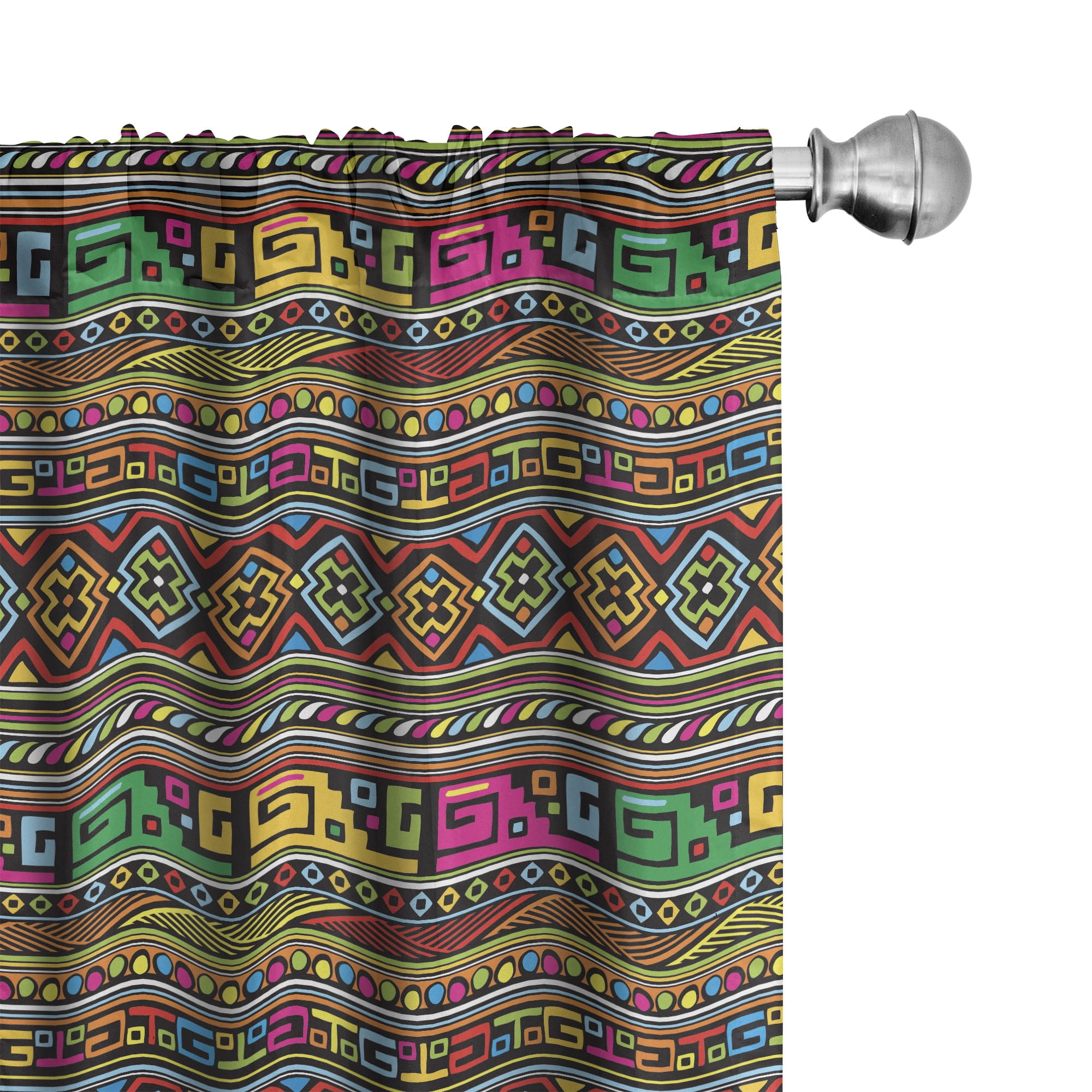 Ambesonne African Curtains, Colorful Indigenous Art, Pair of 28"x63 ...
