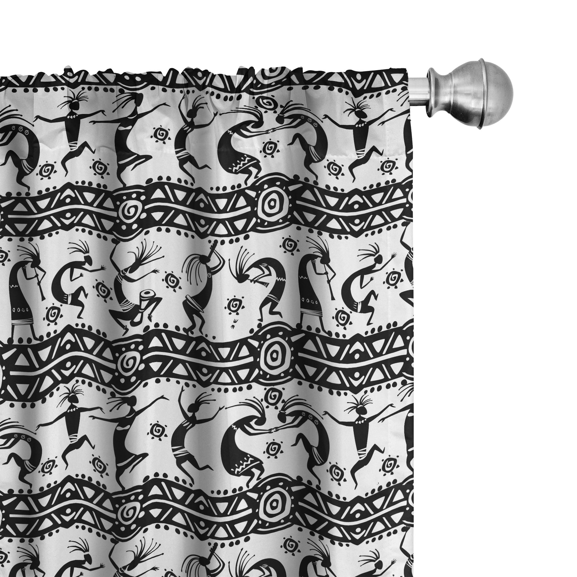 Ambesonne African Curtains, Oriental Dancer, Pair of 28"x84", Black ...