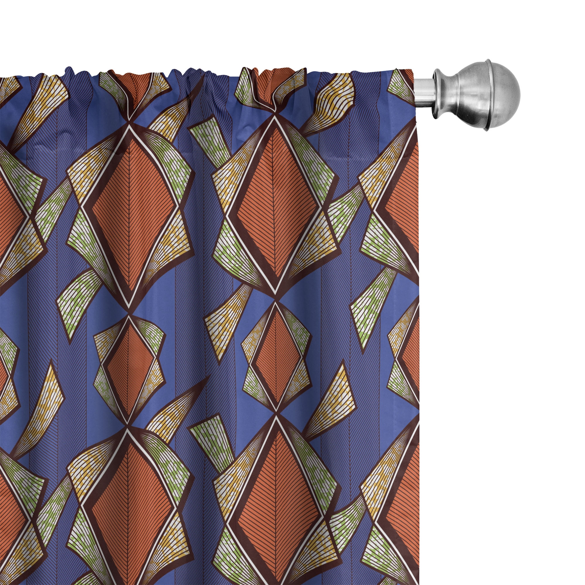 Ambesonne African Curtains, Striped Geometric Motifs, Pair of 28"x63 ...
