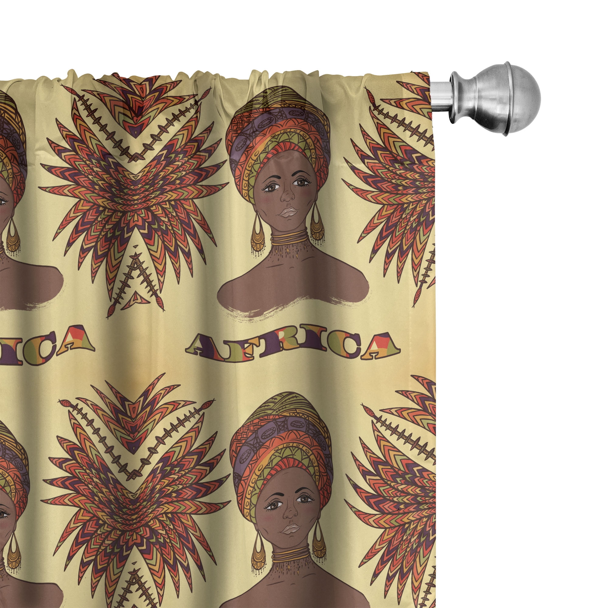 Ambesonne African Curtains, Turban Palms Cultural, Pair of 28"x84 ...