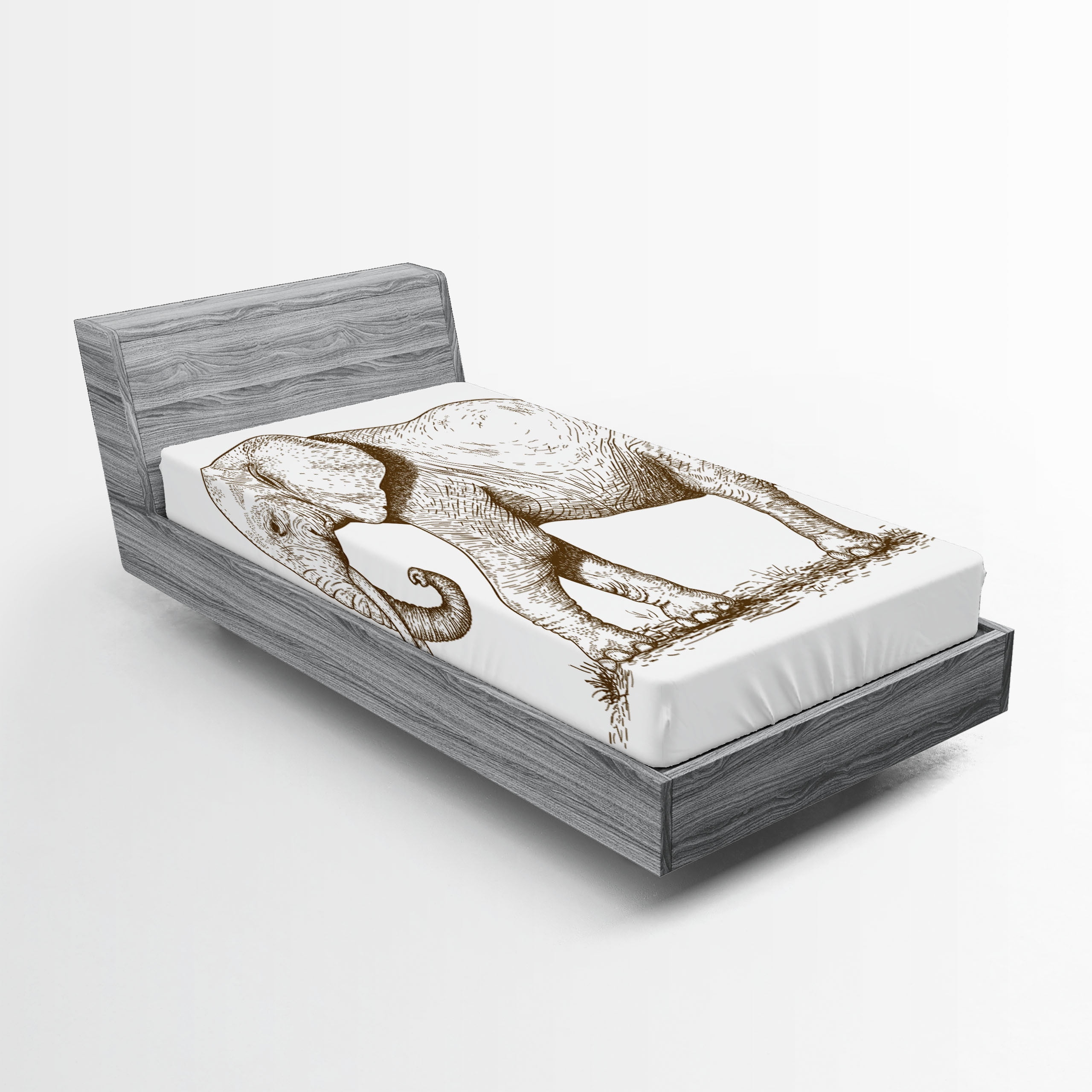 Ambesonne African Fitted Sheet, Savannah Wild Animals Art, Twin Size ...