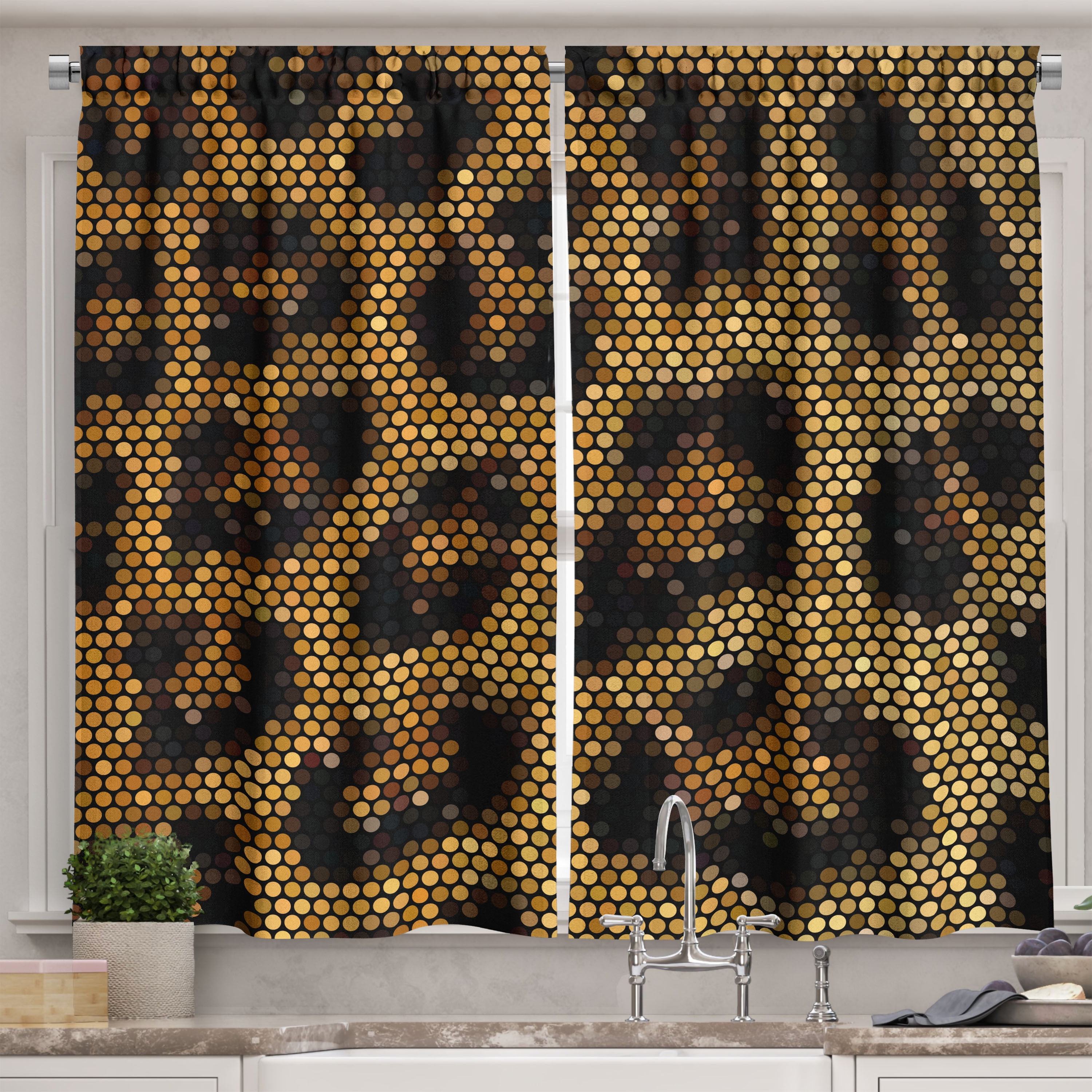 Ambesonne African Kitchen Curtains, Leopard Motif Trippy, 55"x39 ...