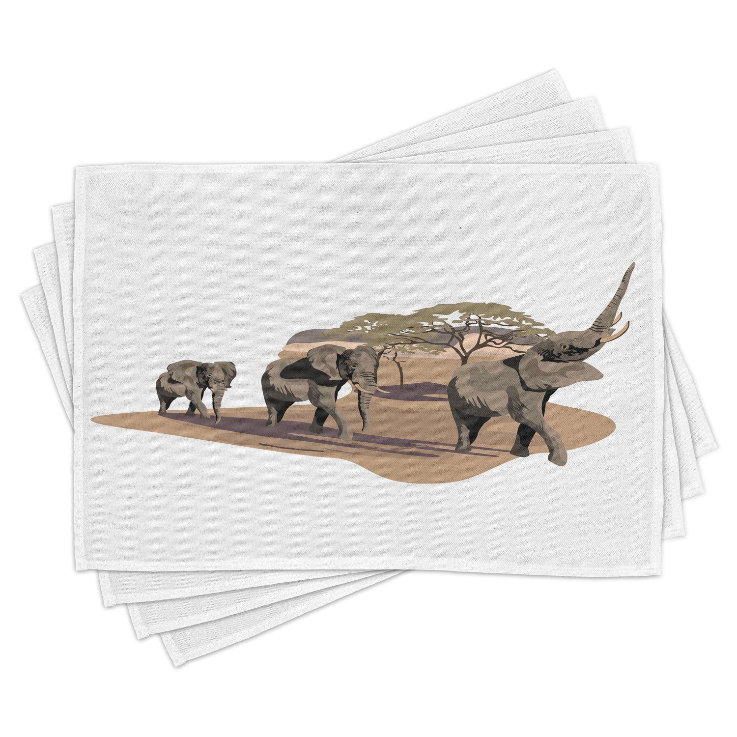 Ambesonne African Place Mats Set of 4, Animals on Savannah Modern ...