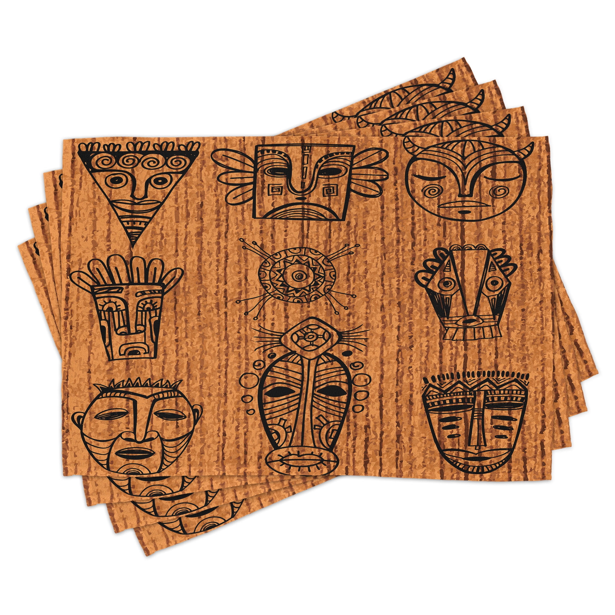 Ambesonne African Place Mats Set of 4, Native, Standard Size, Charcoal ...
