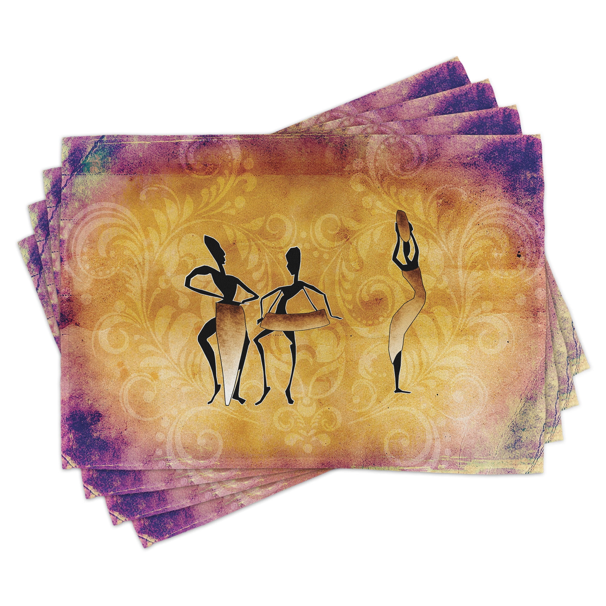 Ambesonne African Place Mats Set of 4, Native Women Dancing, Standard ...