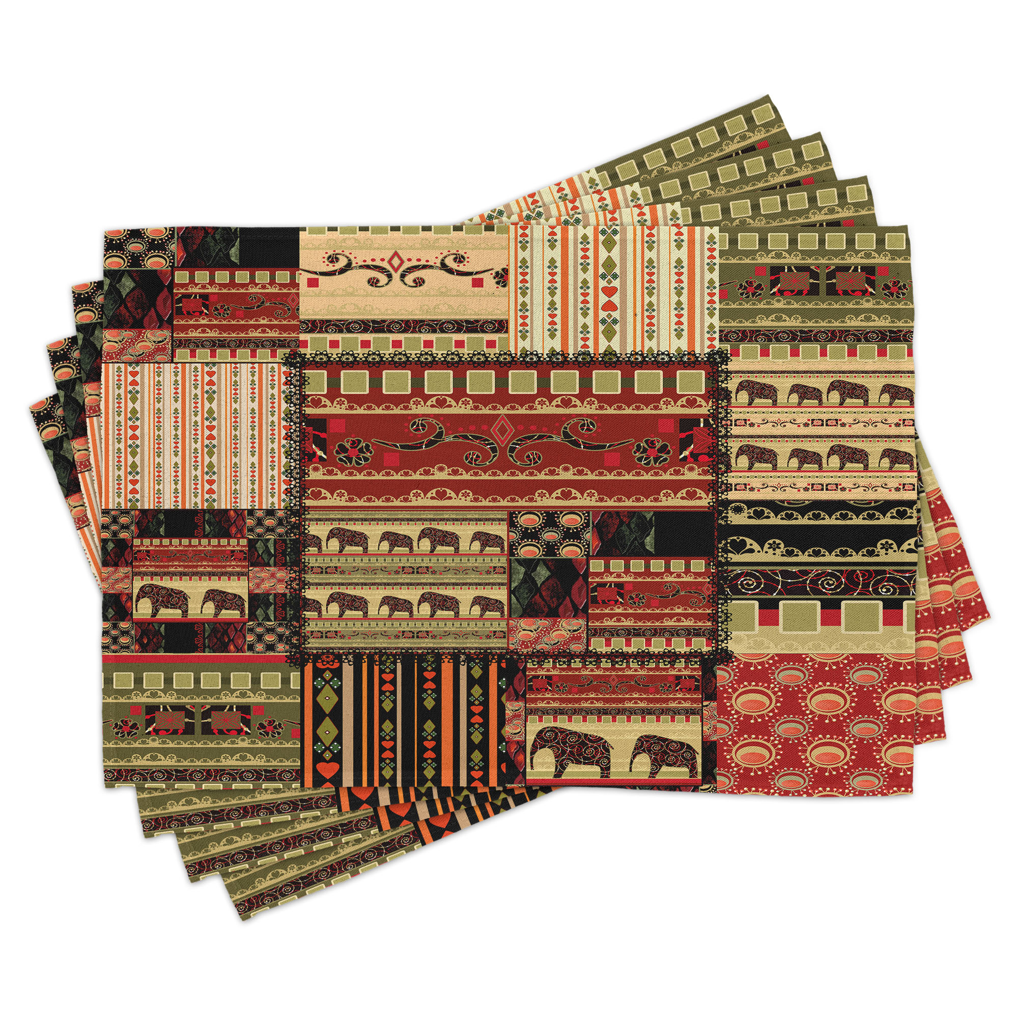 Ambesonne African Place Mats Set of 4, Patchwork Style, Standard Size ...
