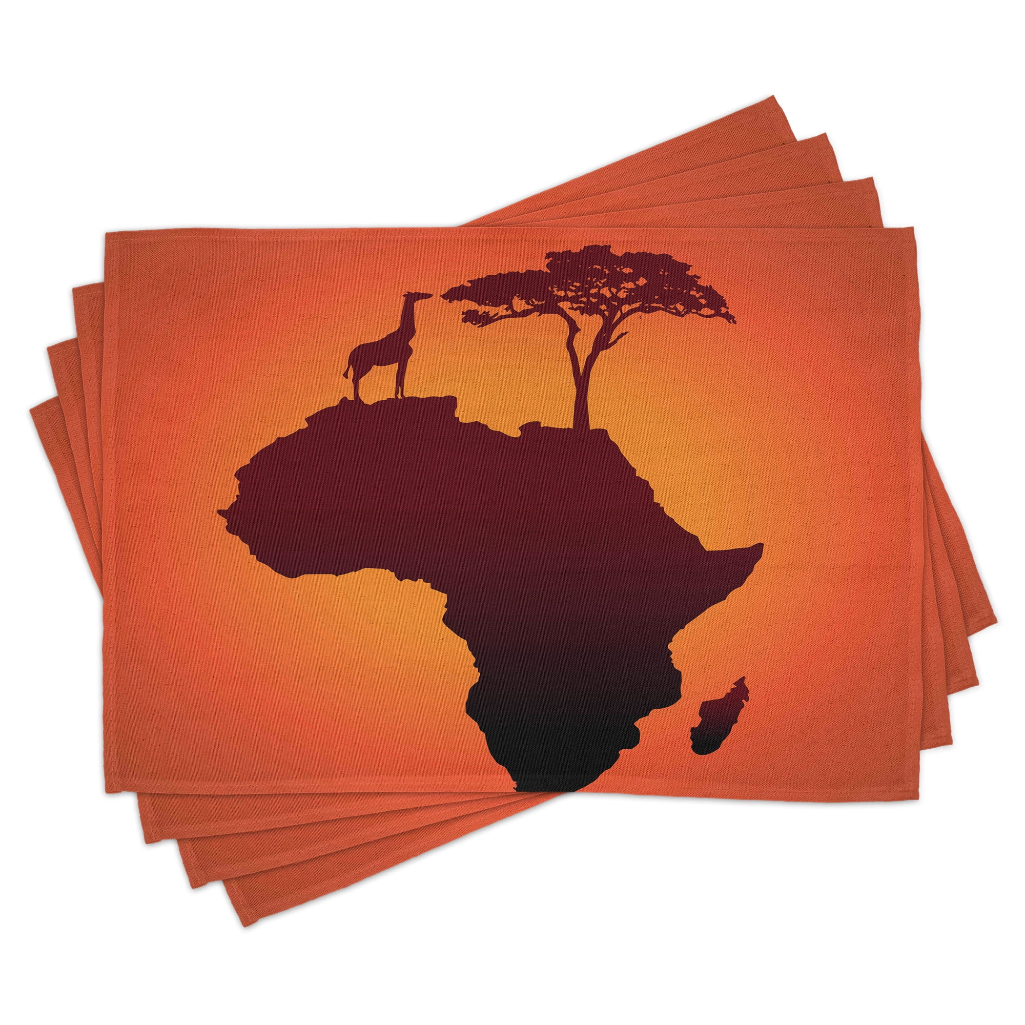 Ambesonne African Place Mats Set of 4, Savannah Map with Continent ...