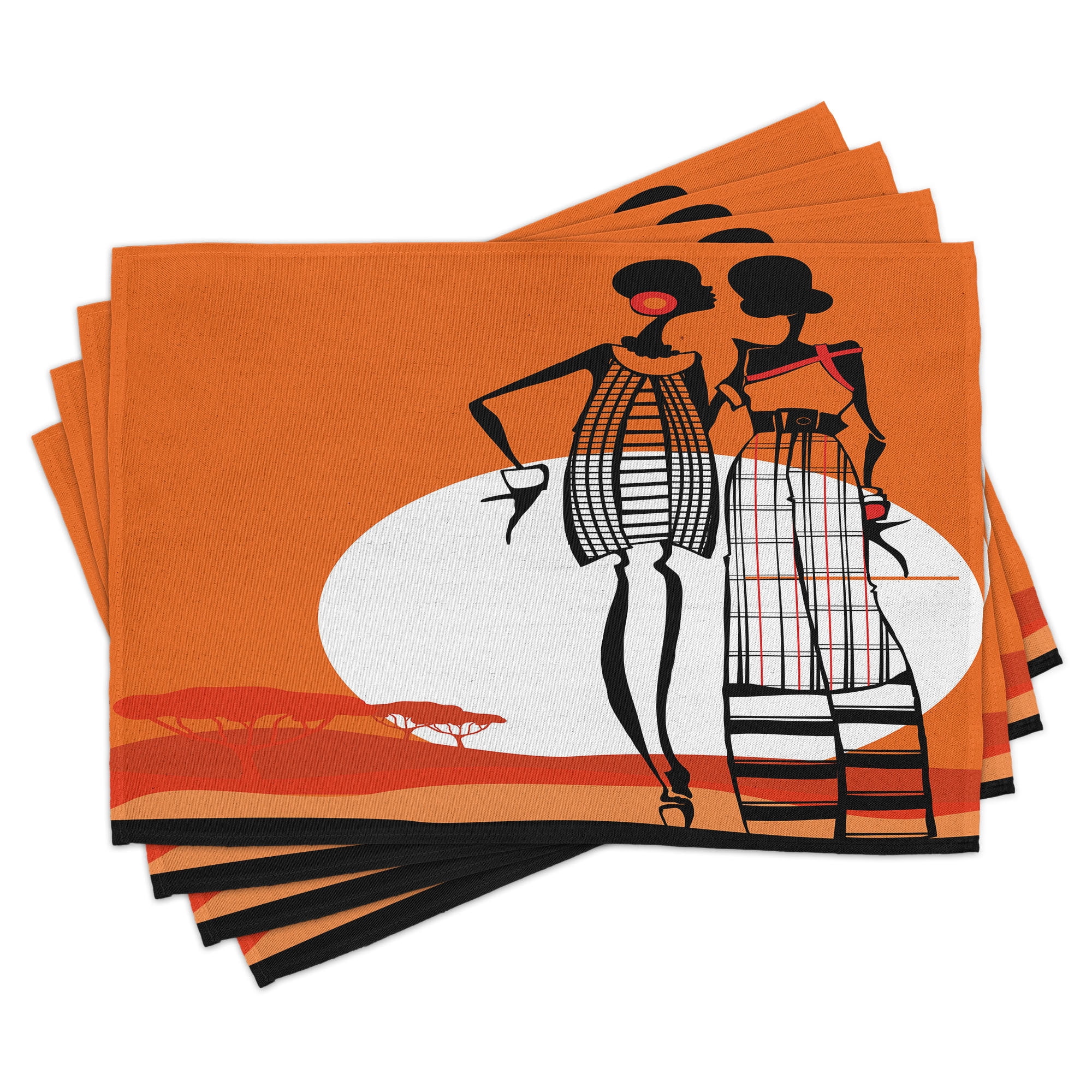 Ambesonne African Place Mats Set of 4, Women on Desert, Standard Size ...