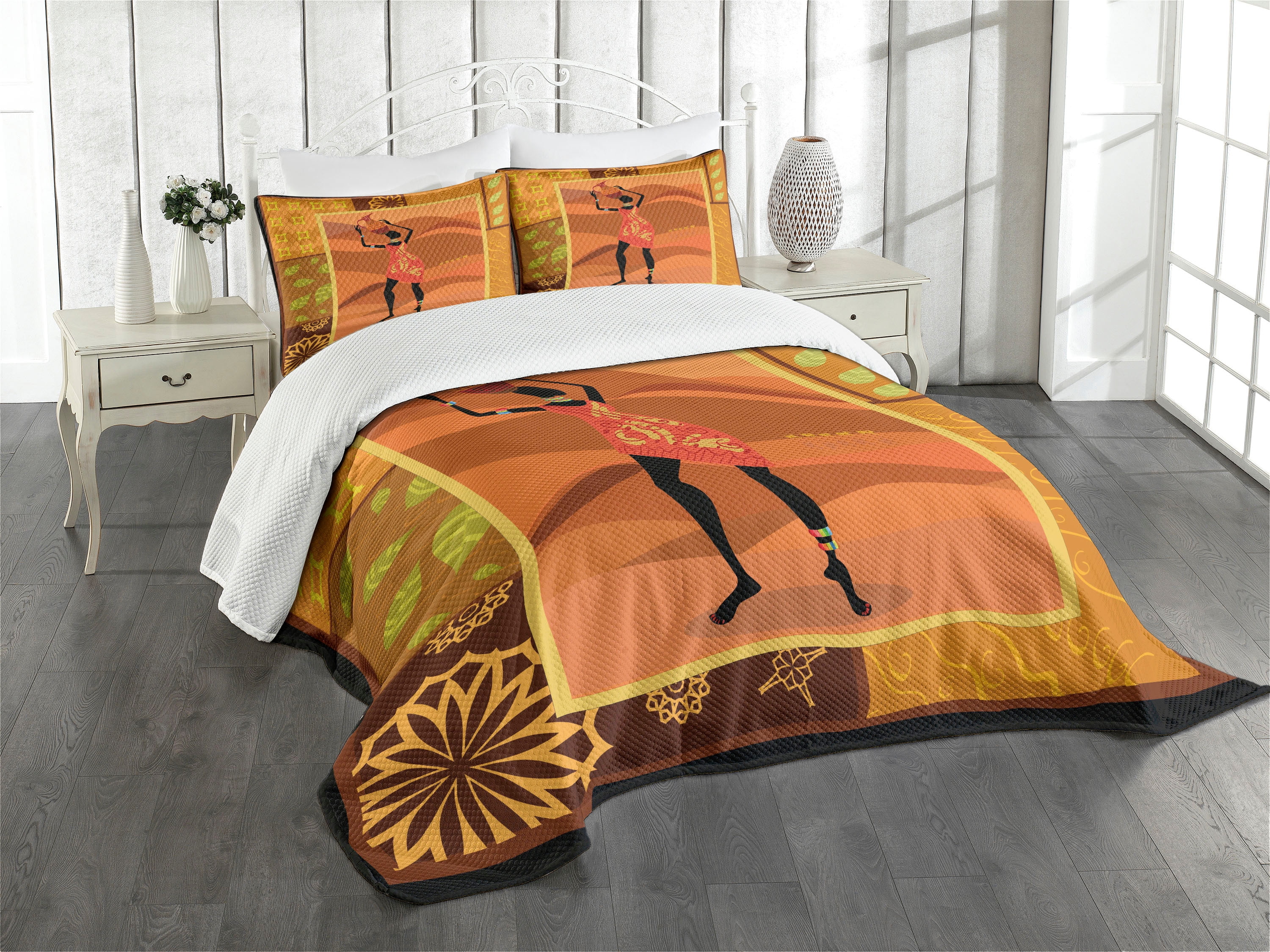 Ambesonne African Quilted Bedspread Set 3 Pcs, Native Zulu Girl, Queen ...