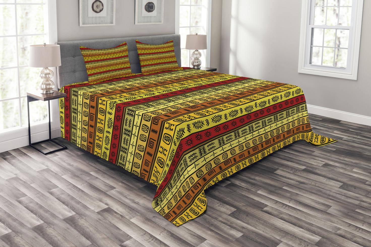 Ambesonne African Quilted Bedspread Set 3 Pcs, Tribal, Queen Size ...