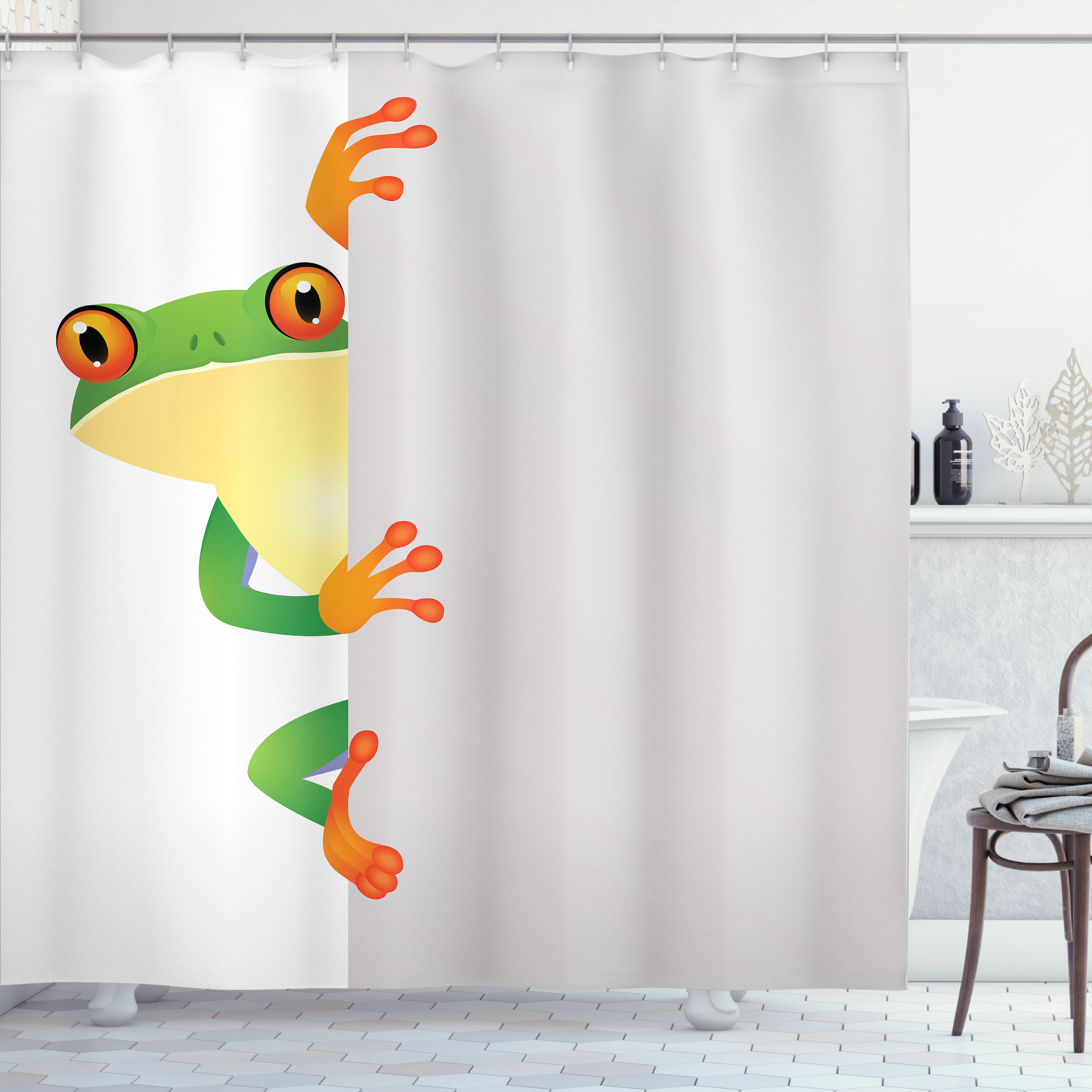 Ambesonne African Shower Curtain, Frog Prince Reptiles, 69"Wx84"L ...