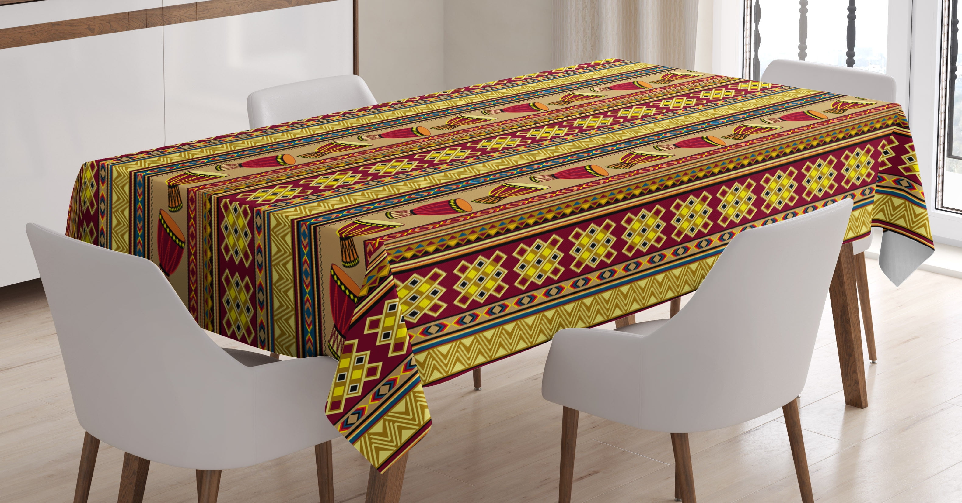 Ambesonne African Tablecloth Rectangular Table Cover, Ethnic Musical ...