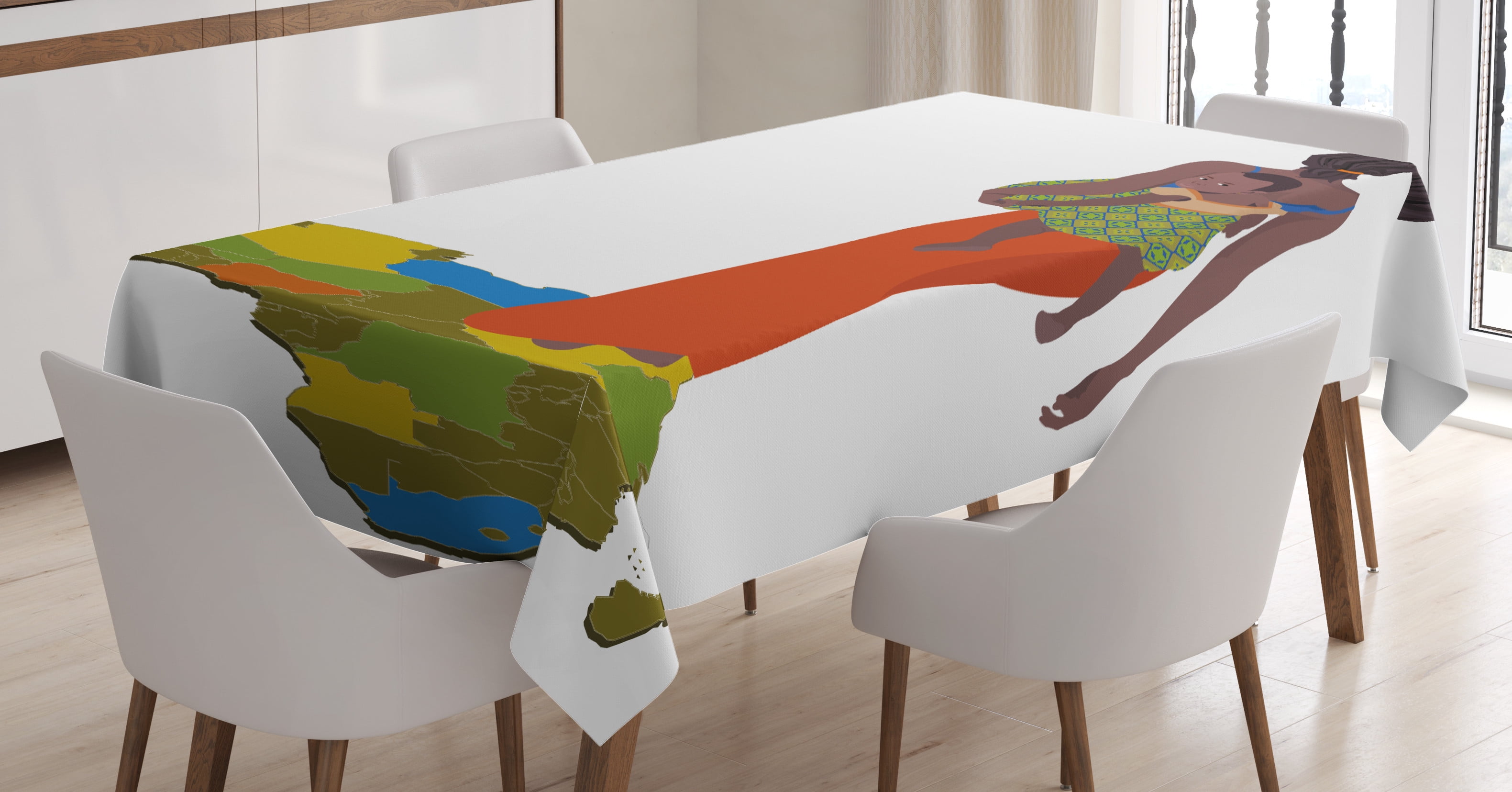 Ambesonne African Tablecloth Rectangular Table Cover, Mother Map, 52 ...