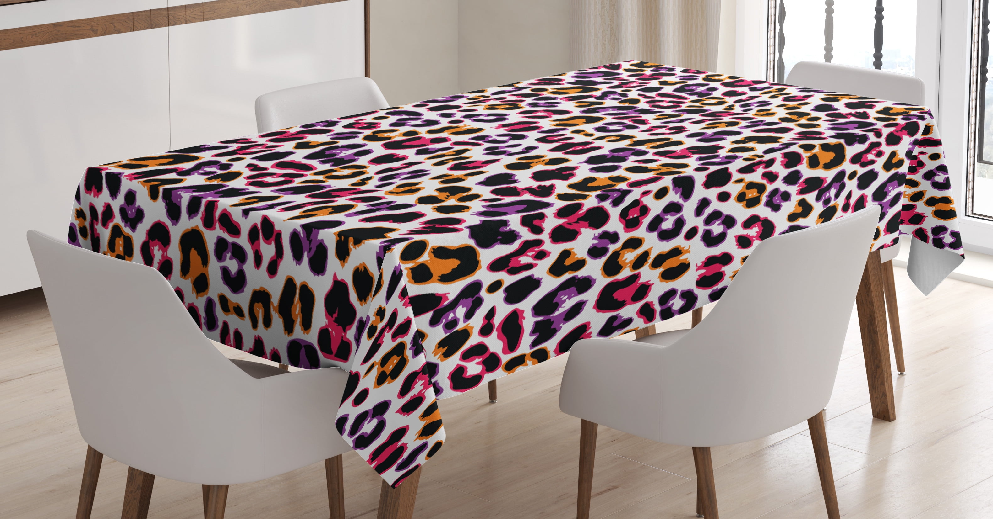 Ambesonne African Tablecloth Rectangular Table Cover, Savannah Leopard ...