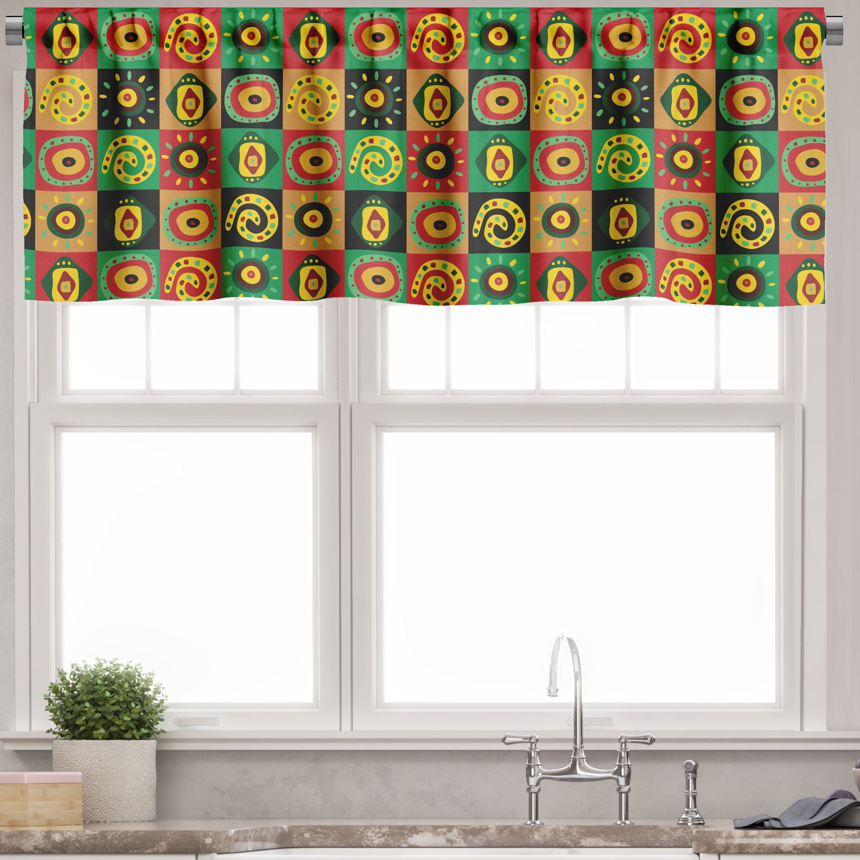 Ambesonne African Valance Pack of 2, Trippy, 54"X12", Multicolor ...