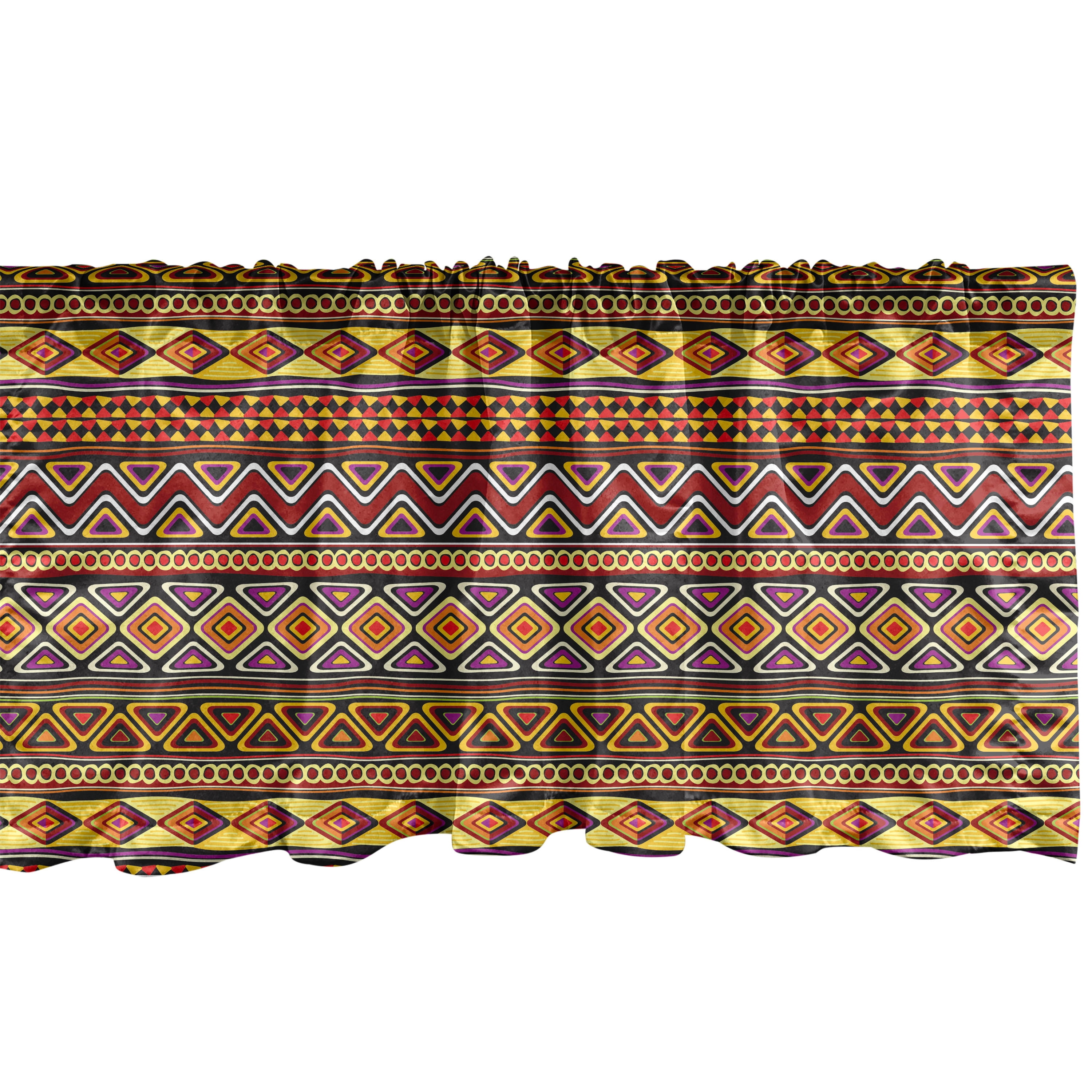 Ambesonne African Window Valance, Diamond Zigzag Triangle, 54" X 18 ...