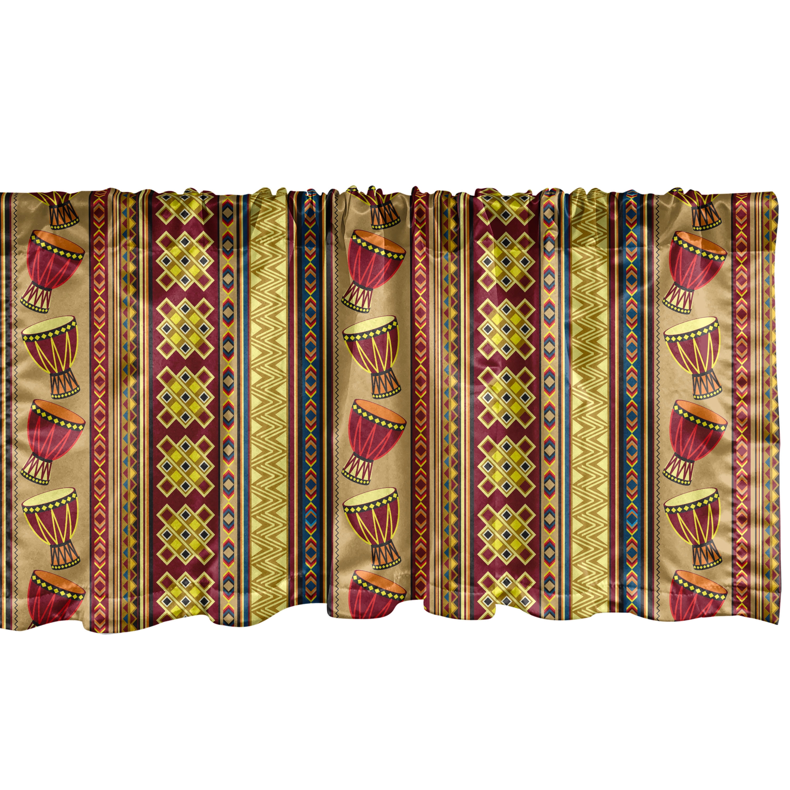 Ambesonne African Window Valance, Ethnic Musical Instrument, 54" X 18 ...