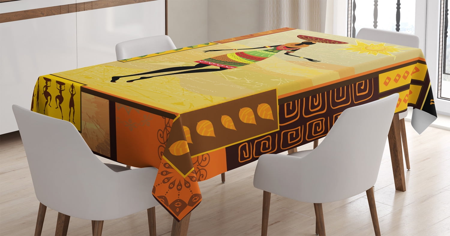 Ambesonne Afro Tablecloth Rectangular Table Cover, Folkloric, 60"x90 ...